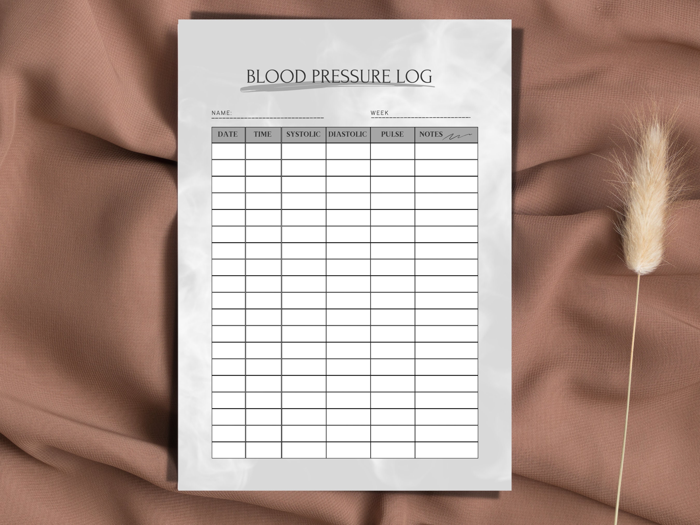 Printable Blood Pressure Log, Blood Pressure Chart, Ready to Print ...