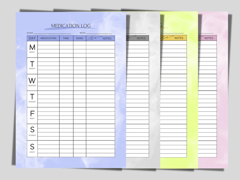 Printable Daily Medication Log, PDF Medication Chart, Caregiver ...