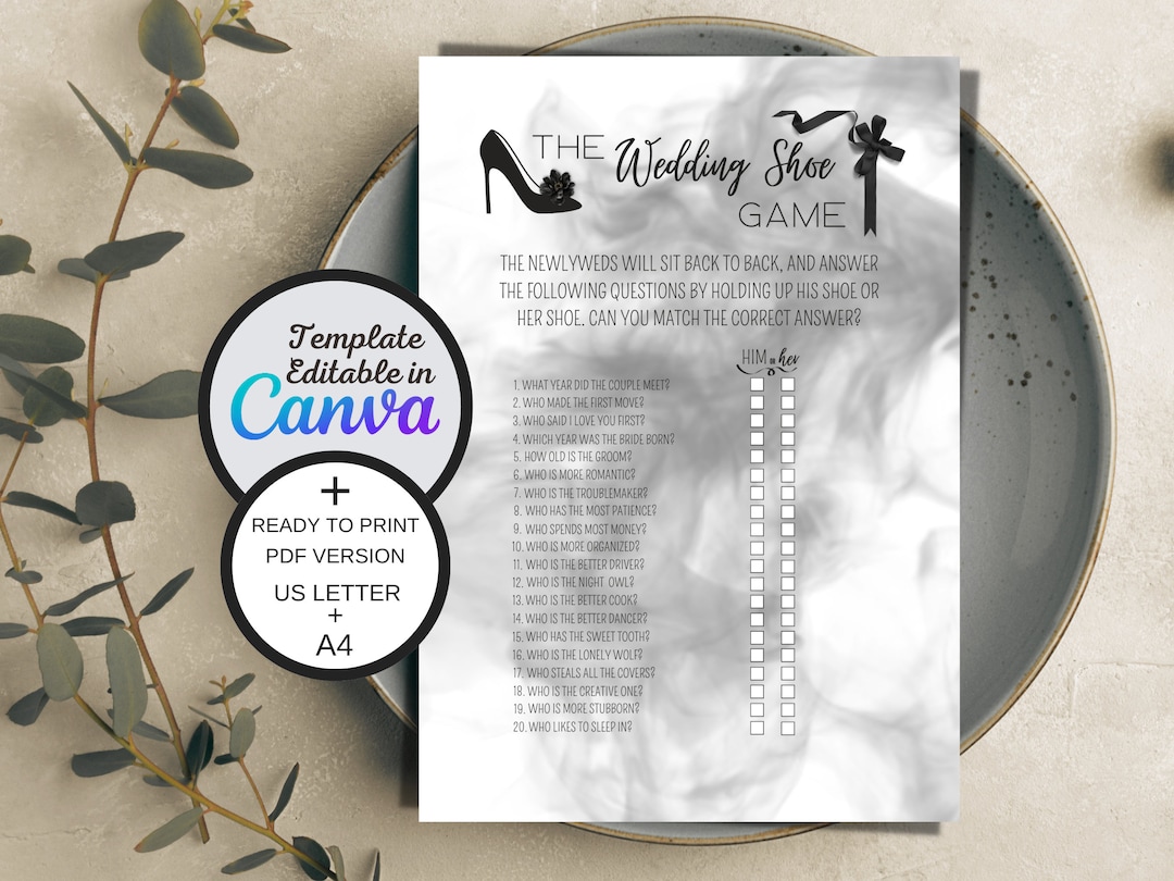 Editable Wedding Shoe Game Template, Printable Guess Who Wedding Shoe ...