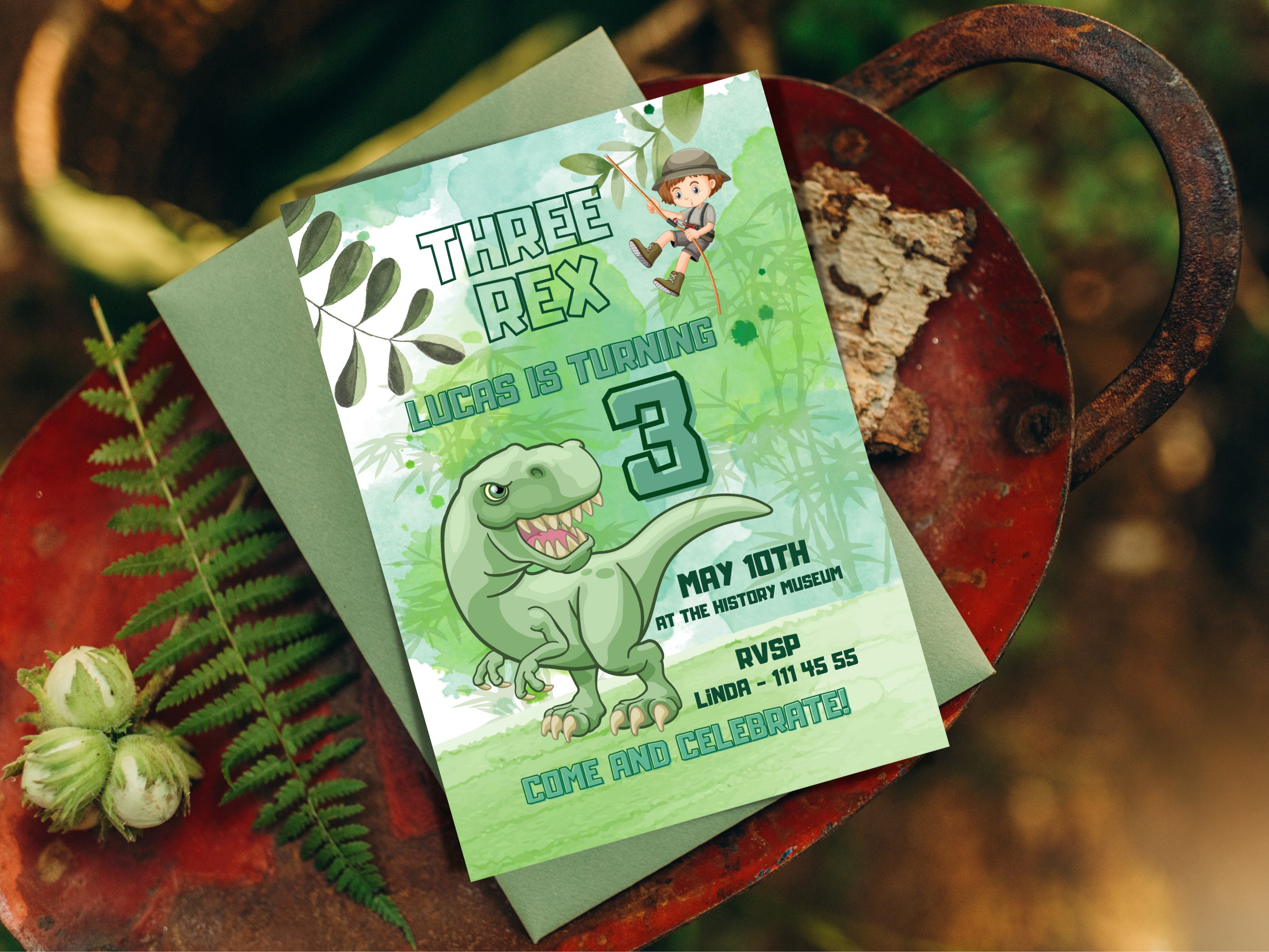 Editable Three Rex Invitation Printable 3 Rex Invitation - Etsy