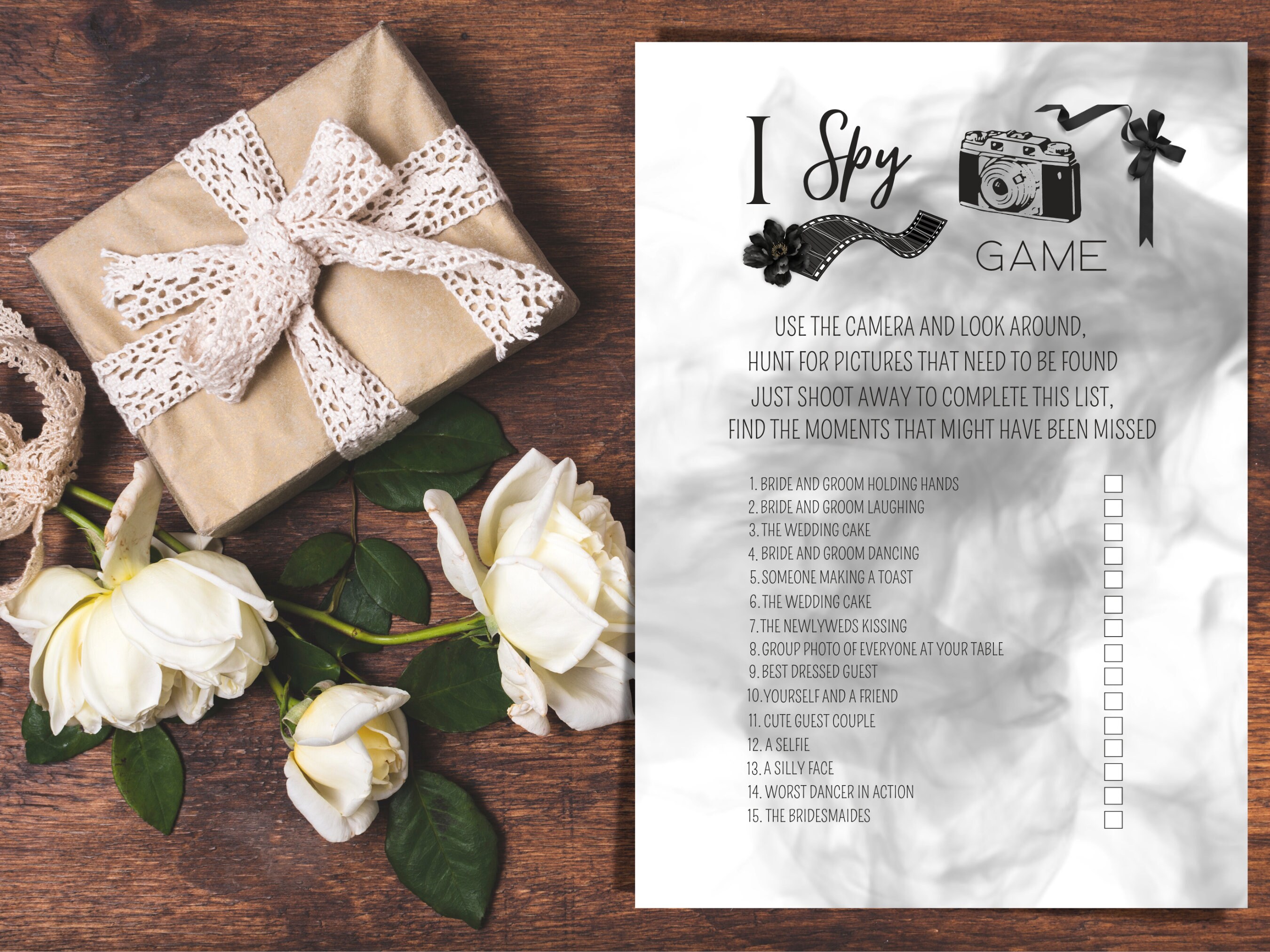 Editable I Spy Wedding Game Template, Printable Camera Wedding Game ...