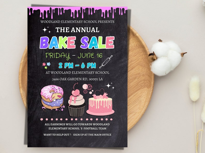 Editable Bake Sale Flyer, Bake Sale Fundraiser Template, Promotional ...