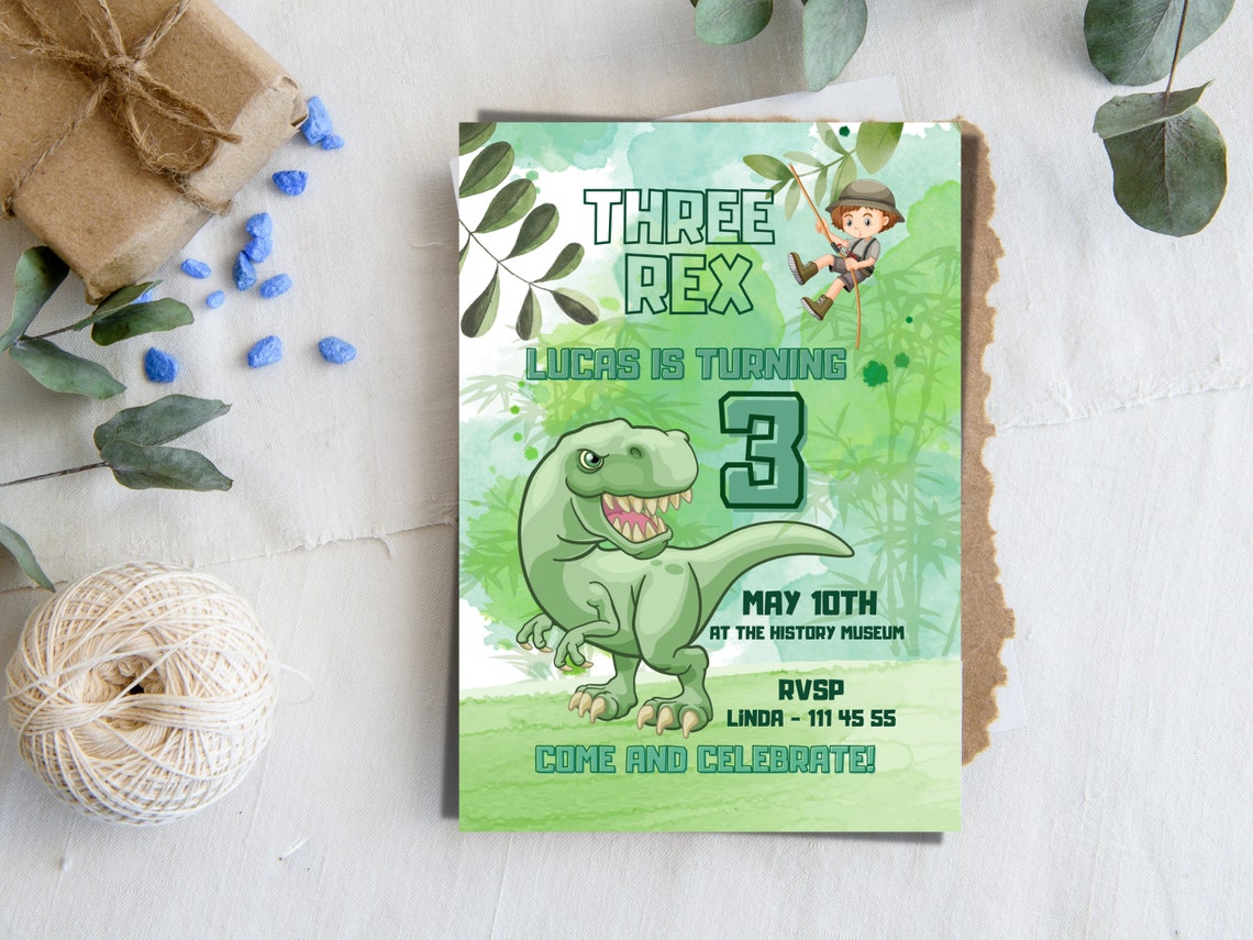 Editable Three Rex Invitation Printable 3 Rex Invitation - Etsy