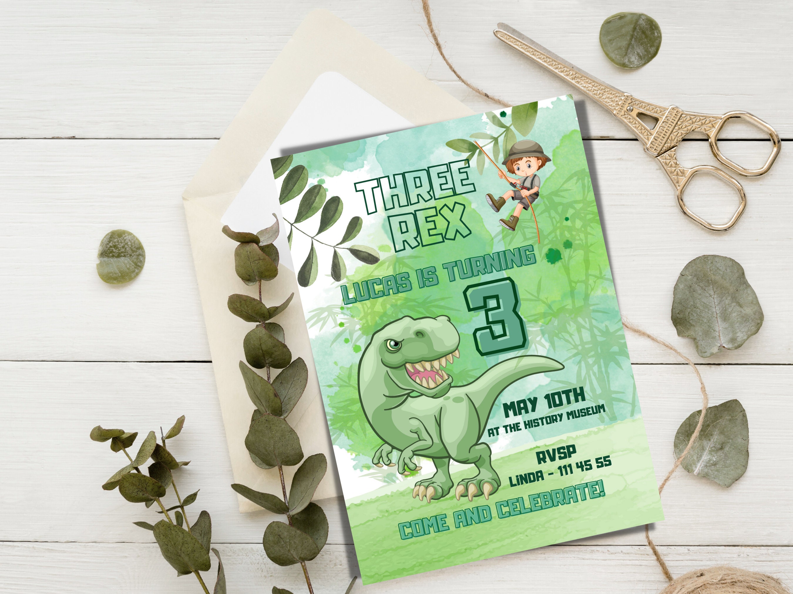 Editable Three Rex Invitation Printable 3 Rex Invitation - Etsy