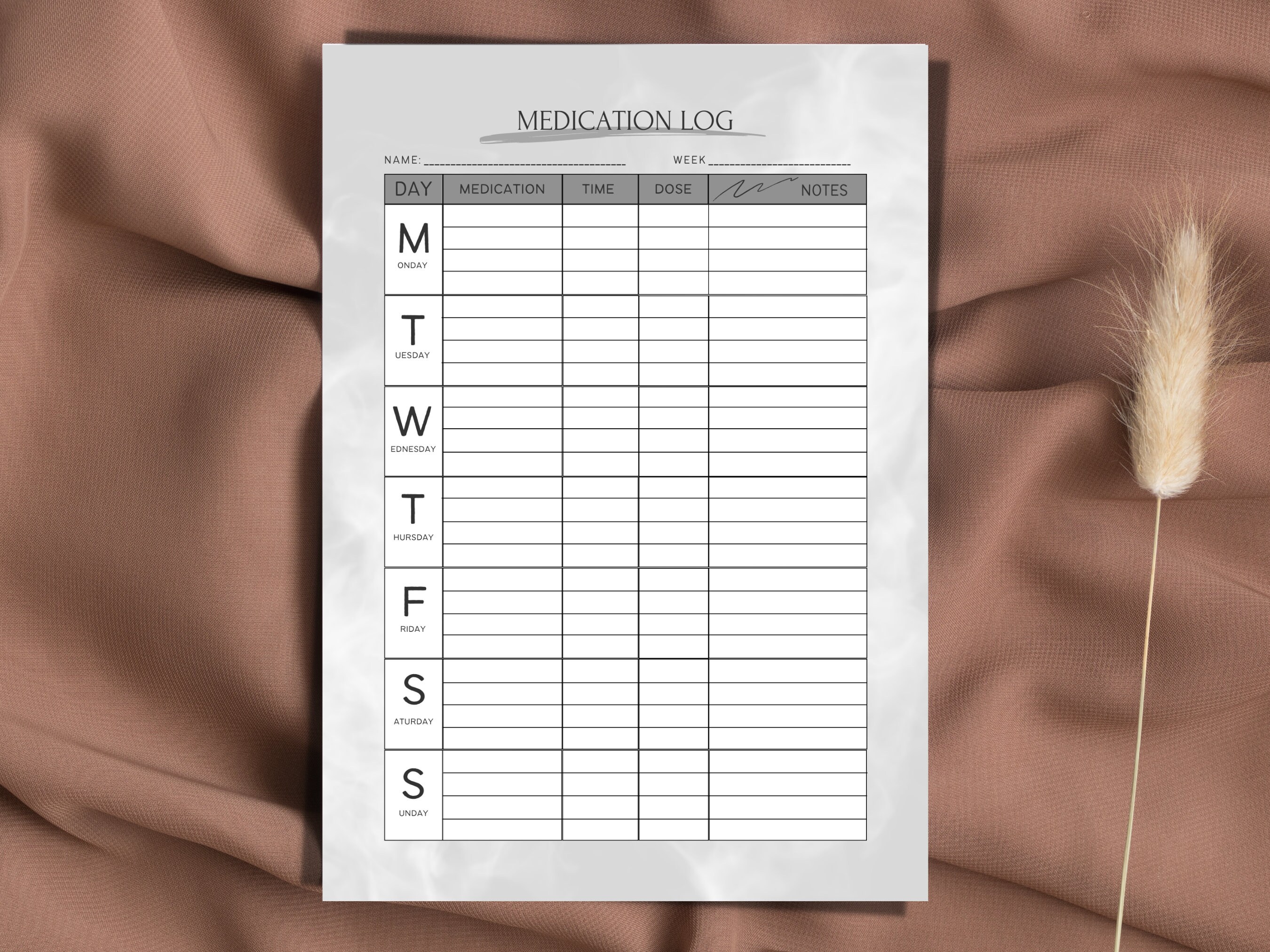 Printable Daily Medication Log, PDF Medication Chart, Caregiver ...