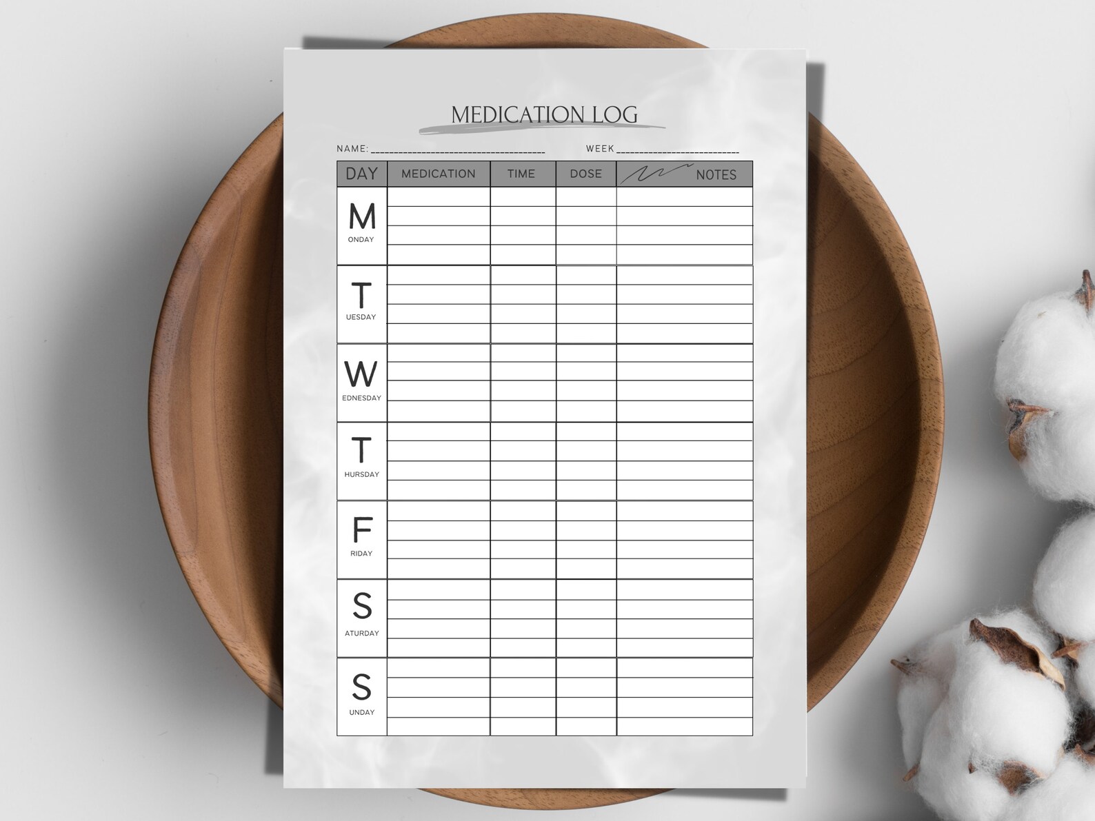Printable Daily Medication Log, PDF Medication Chart, Caregiver ...