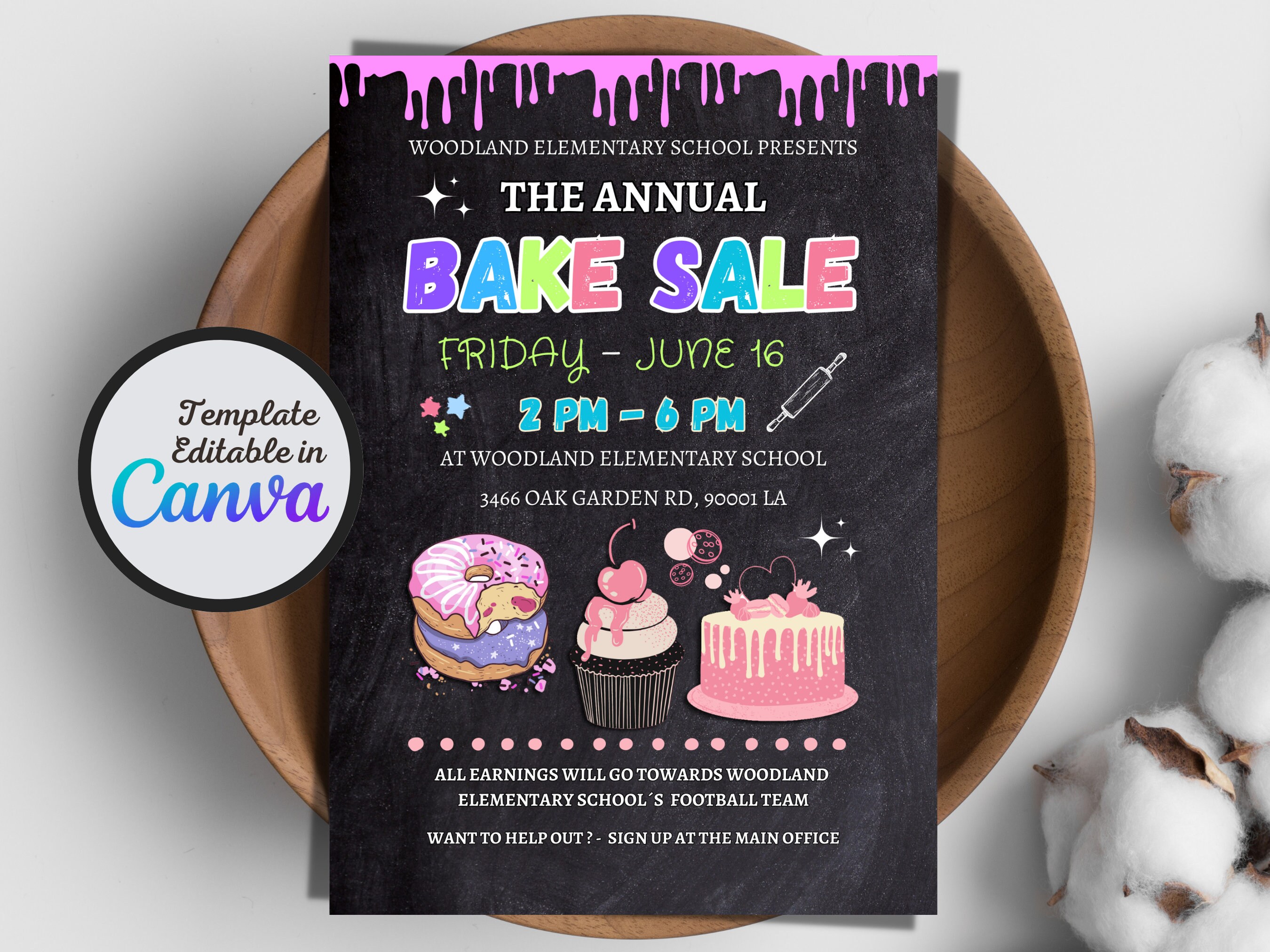 Editable Bake Sale Flyer, Bake Sale Fundraiser Template, Promotional ...