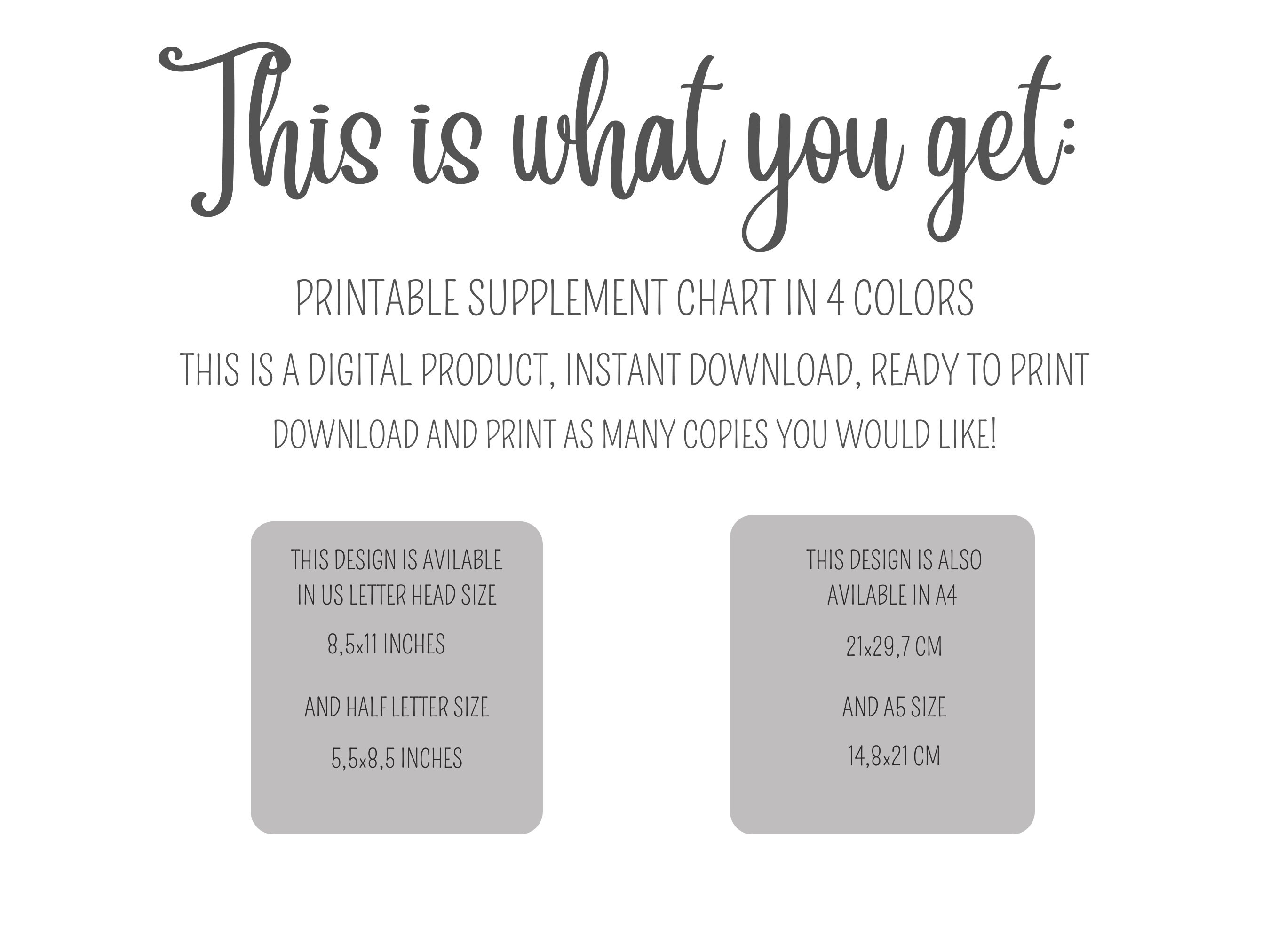 Printable Supplement Tracker, Ready to Print Vitamin Tracker, PDF ...