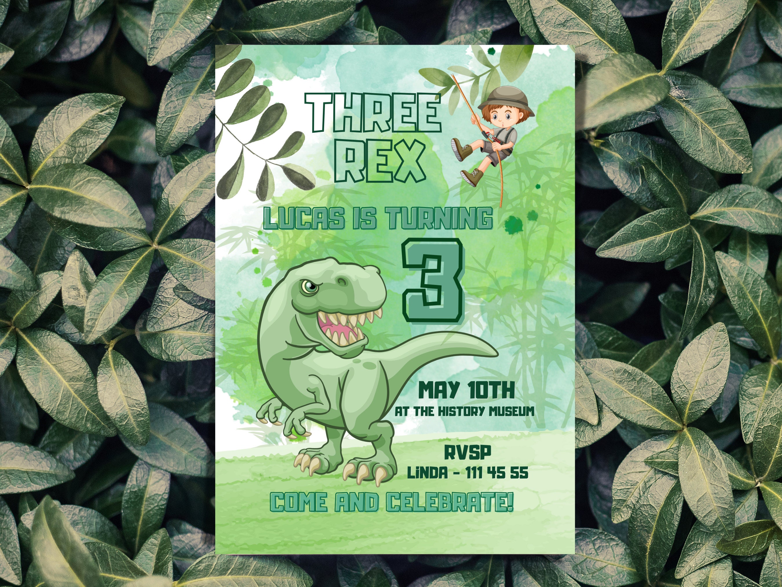 Editable Three Rex Invitation Printable 3 Rex Invitation - Etsy