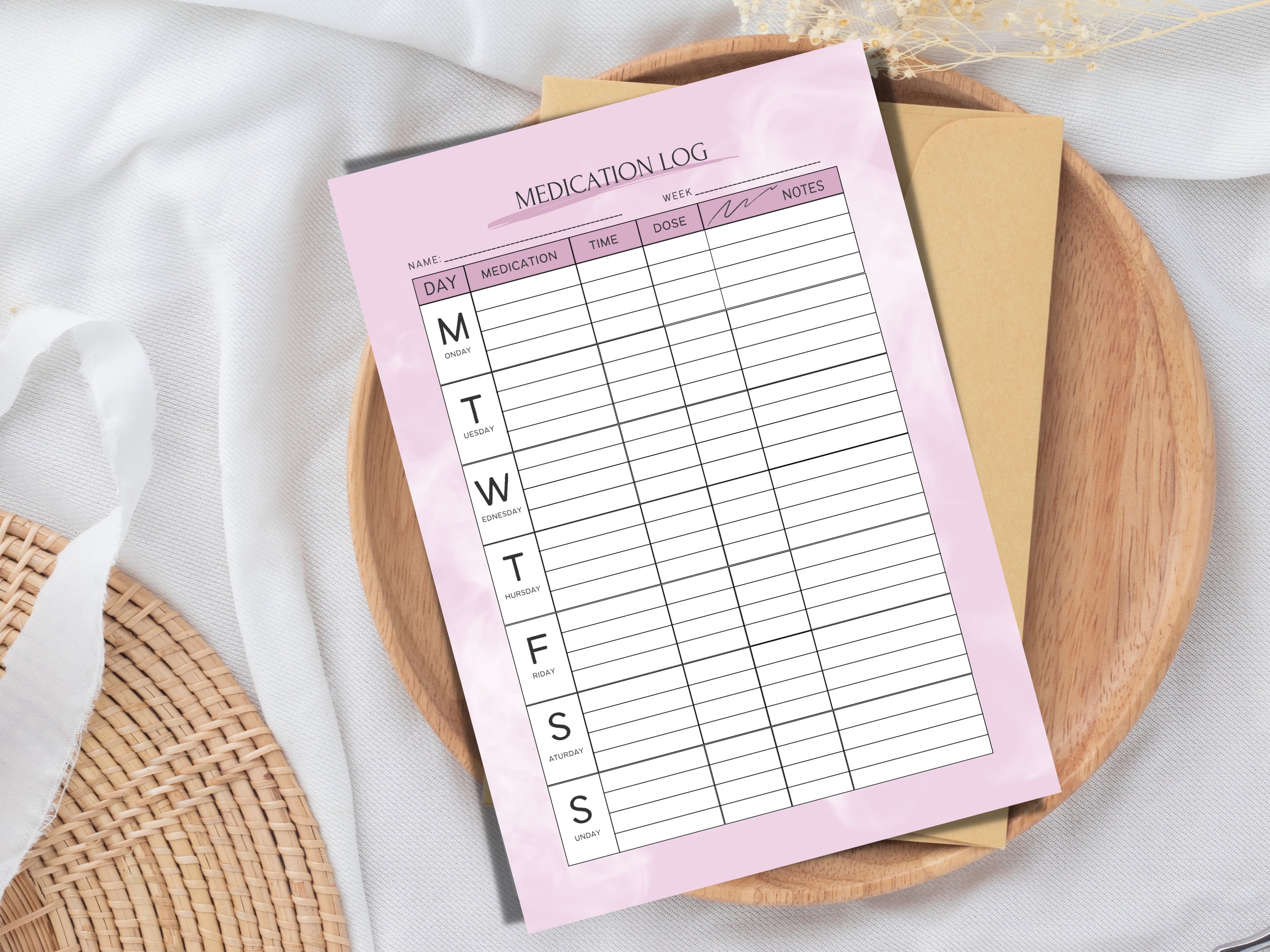Printable Daily Medication Log, PDF Medication Chart, Caregiver ...