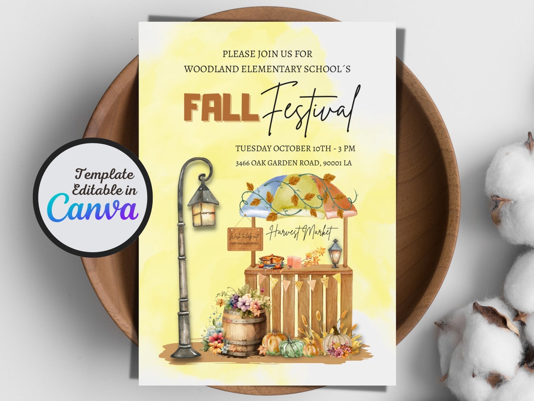 Editable Fall Festival Flyer, Fall Festival Invite, Fall Carnival Flyer ...