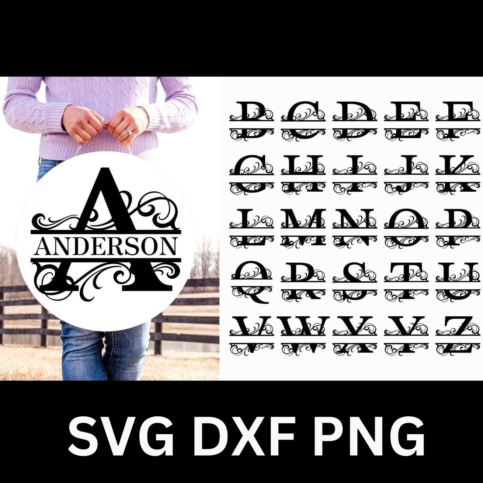 Split Monogram Svg, Split Letter Svg. Alphabet Svg Files for Cricut ...