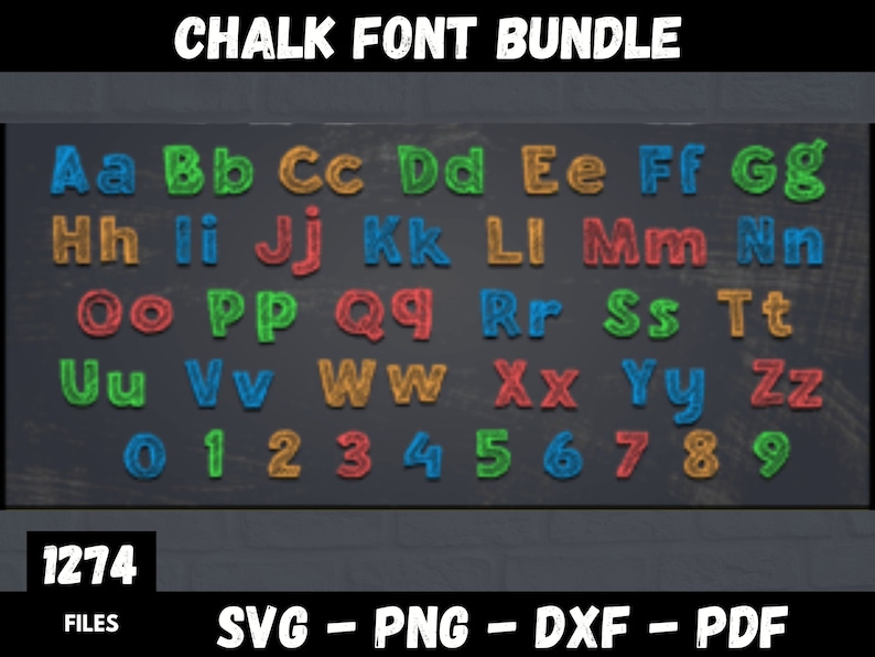 Chalk Font Bundle SVG PNG File, Alphabet Svg File for Cutting Machine ...