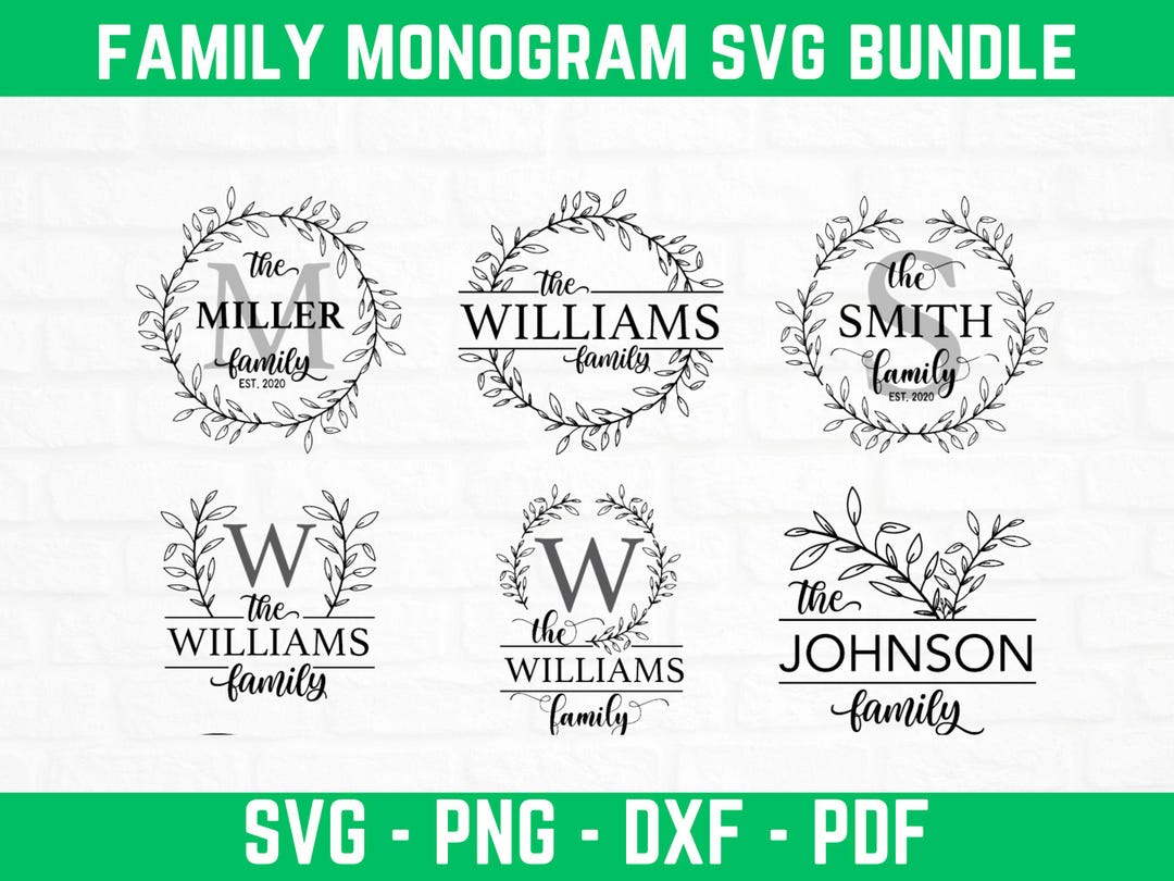 Family Wreath Svg Png Dxf File, Hand Drawn Circle Leaf Frame, Digital ...