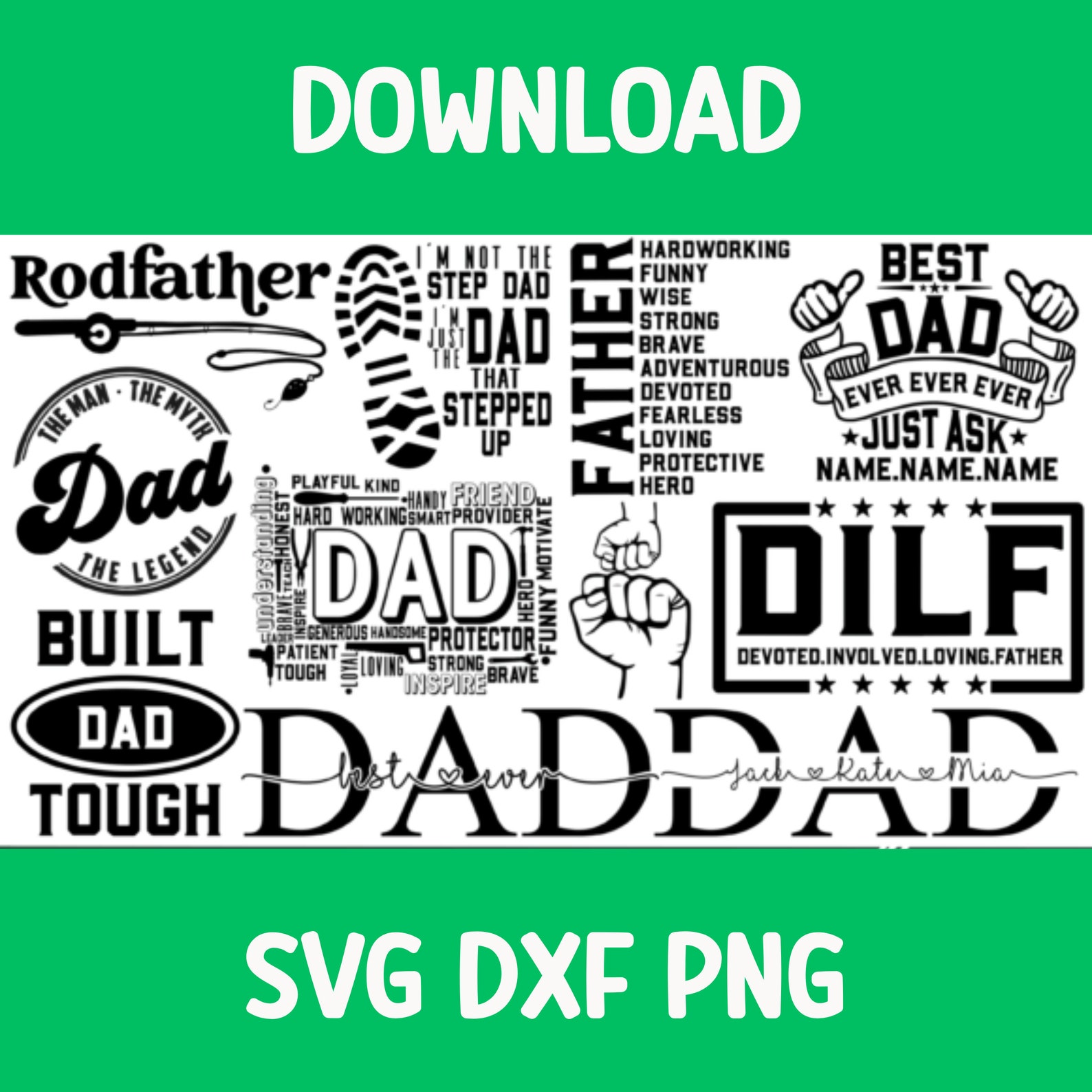Fathers Day SVG File Bundle Dad Daddy Cut File for Cricut Silhouette ...