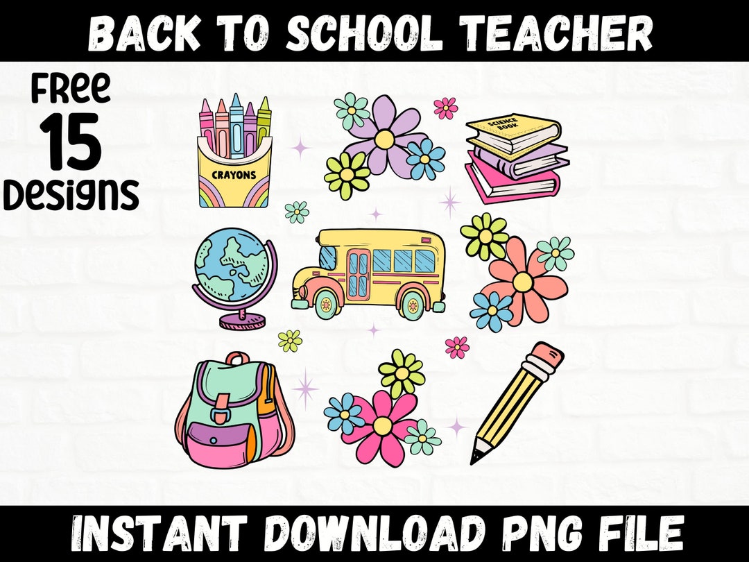 School Teacher PNG File Cute Teacher PNG Back to School Png Retro ...