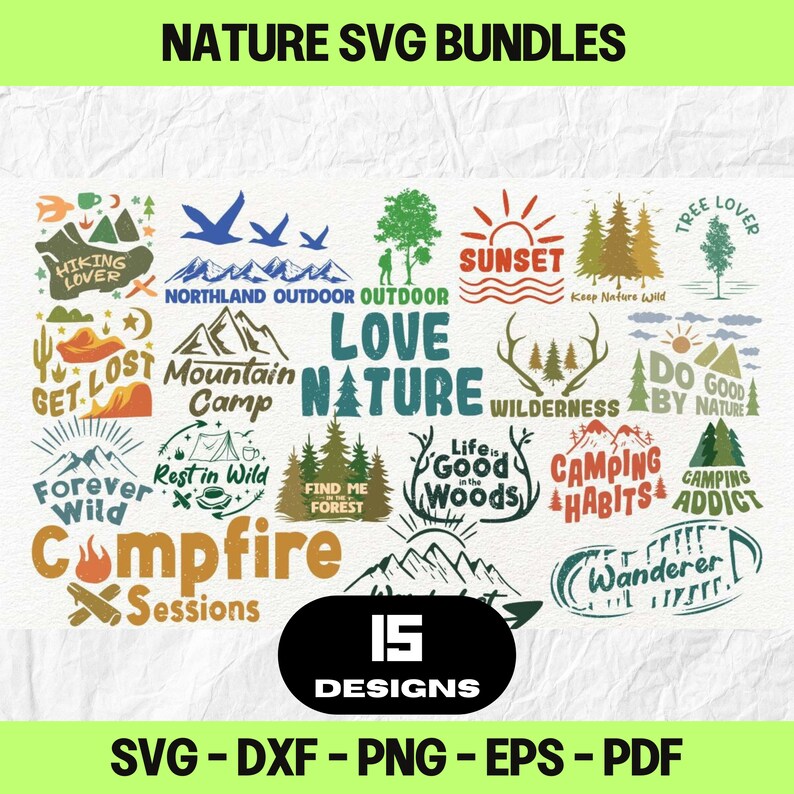 Nature Outdoor SVG Bundle Camping Svg, Outdoor Svg, Wedding Svg, Nature ...