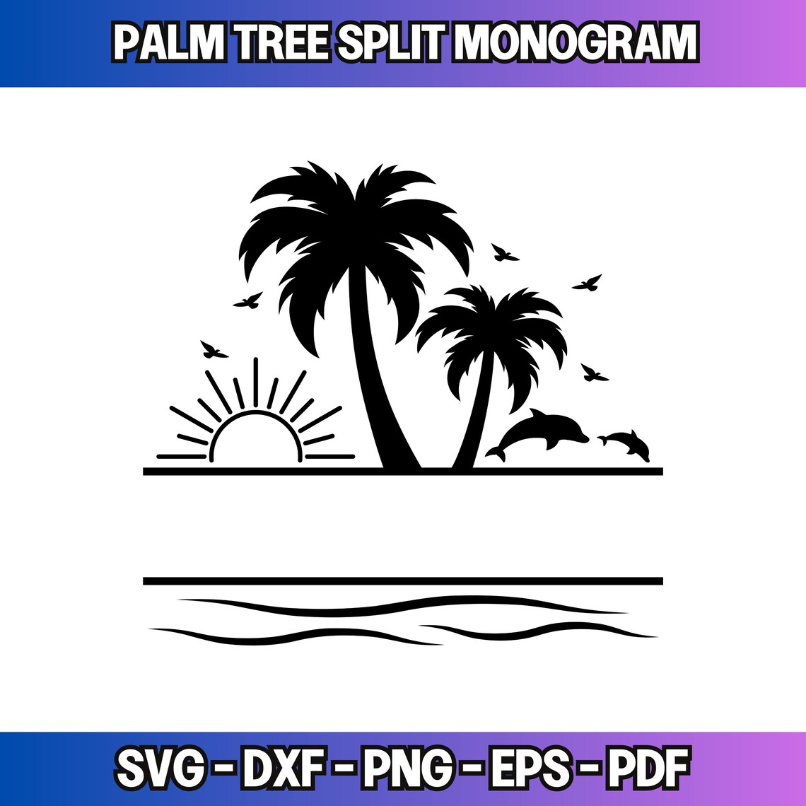 Palm Tree Split Monogram SVG Family Monogram Svg Summer Svg for Cricut ...
