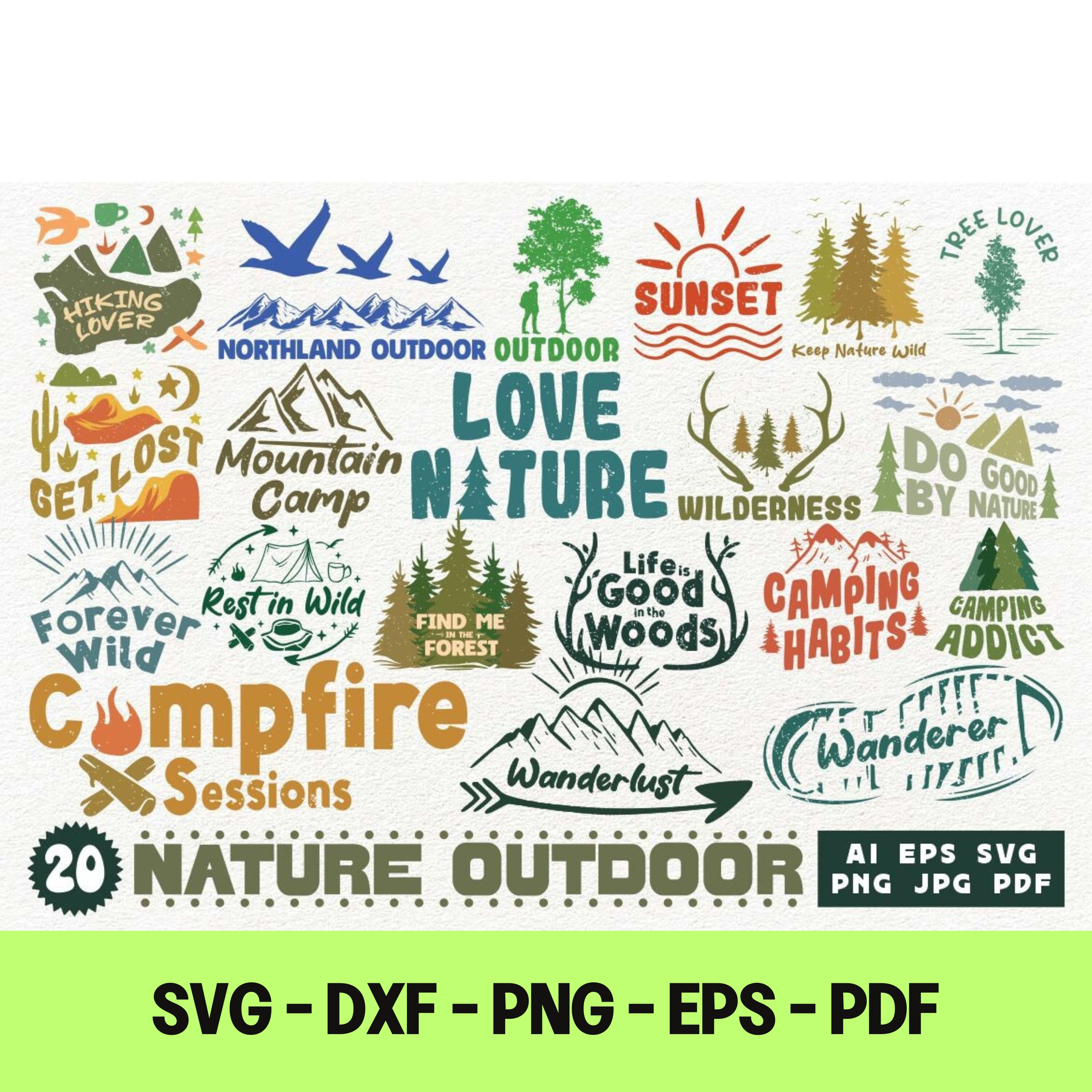 Nature Outdoor SVG Bundle Camping Svg, Outdoor Svg, Wedding Svg, Nature ...