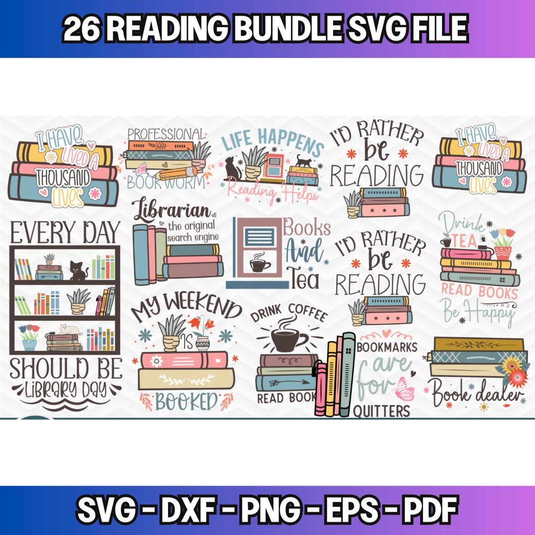 Reading Mega Bundle SVG File Book Reader Svg File Reading Book Svg File ...