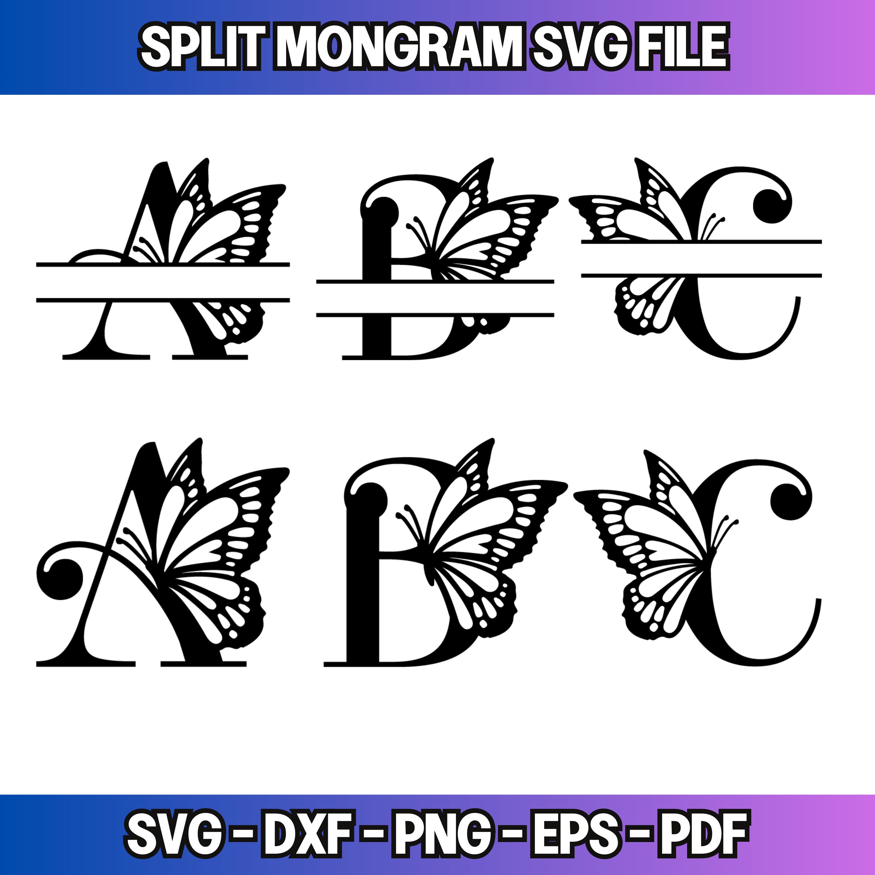 Split Monogram Bundle SVG File Alphabet Svg File Letter Svg Cricuit ...