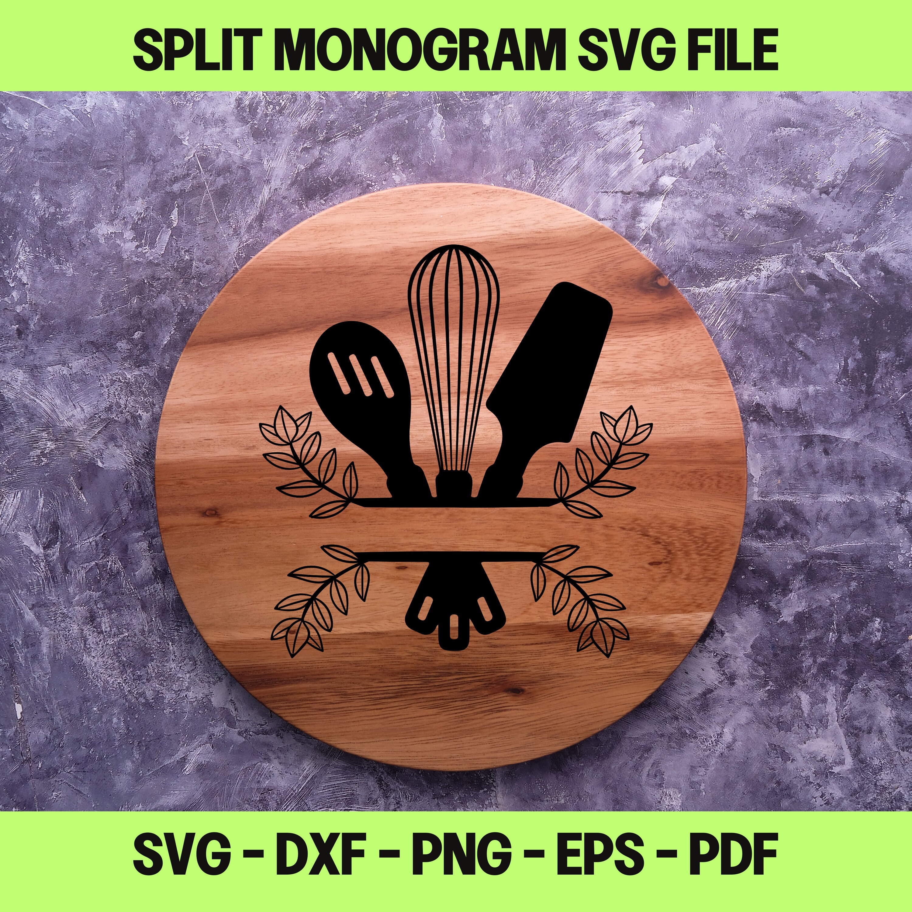 Kitchen Utensil Split Monogram Svg Funny Svg Chef Svg Cricut Cameo ...