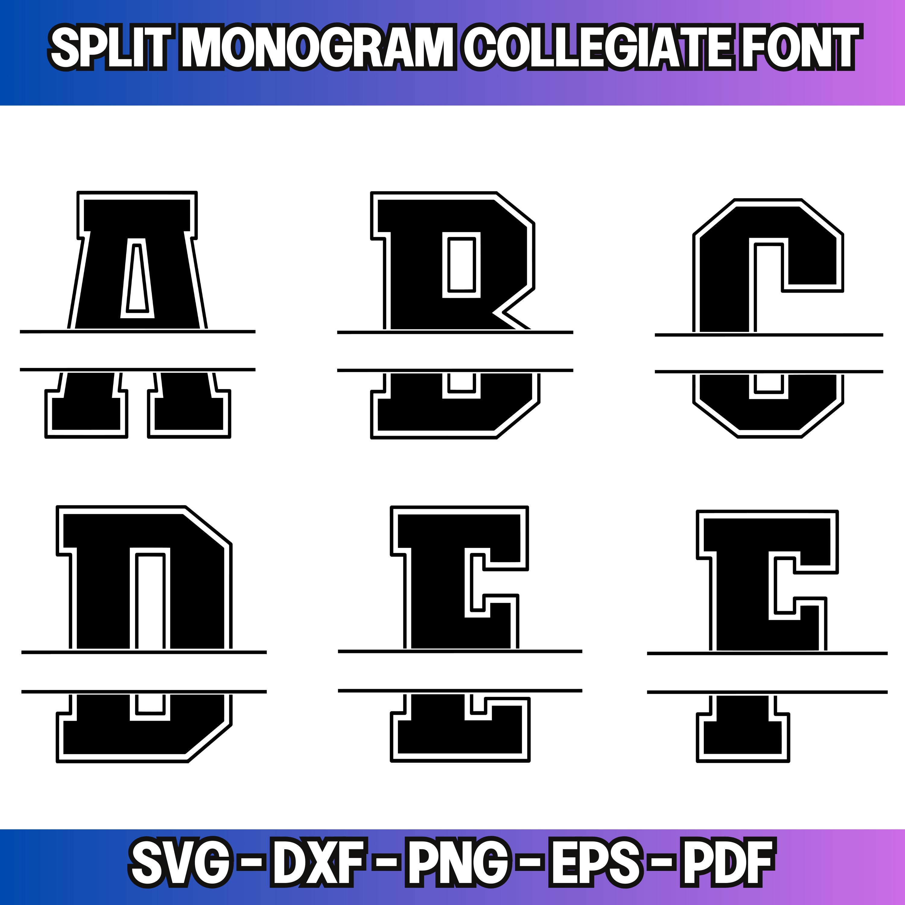 Split Monogram Alphabet SVG Split Alphabet Collegiate Font Svg File for ...