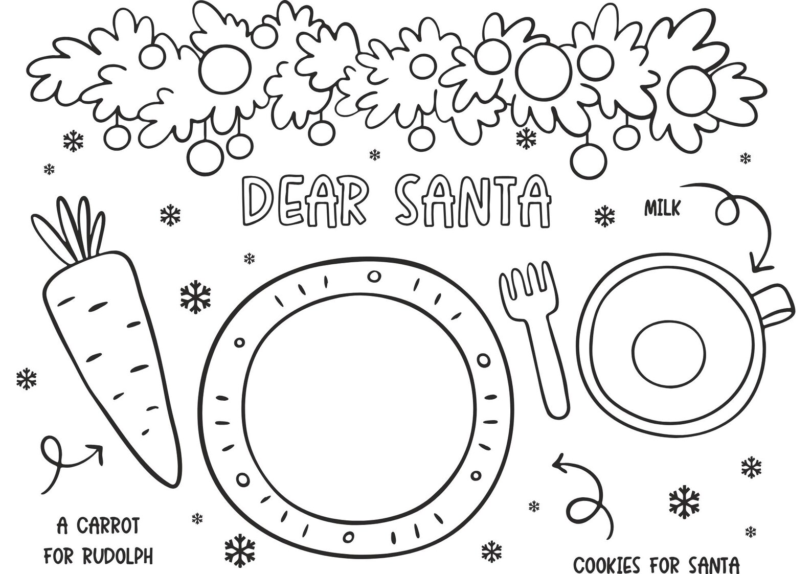 Christmas Eve Coloring Placemat for Santa & Rudolph | Printable Holiday ...