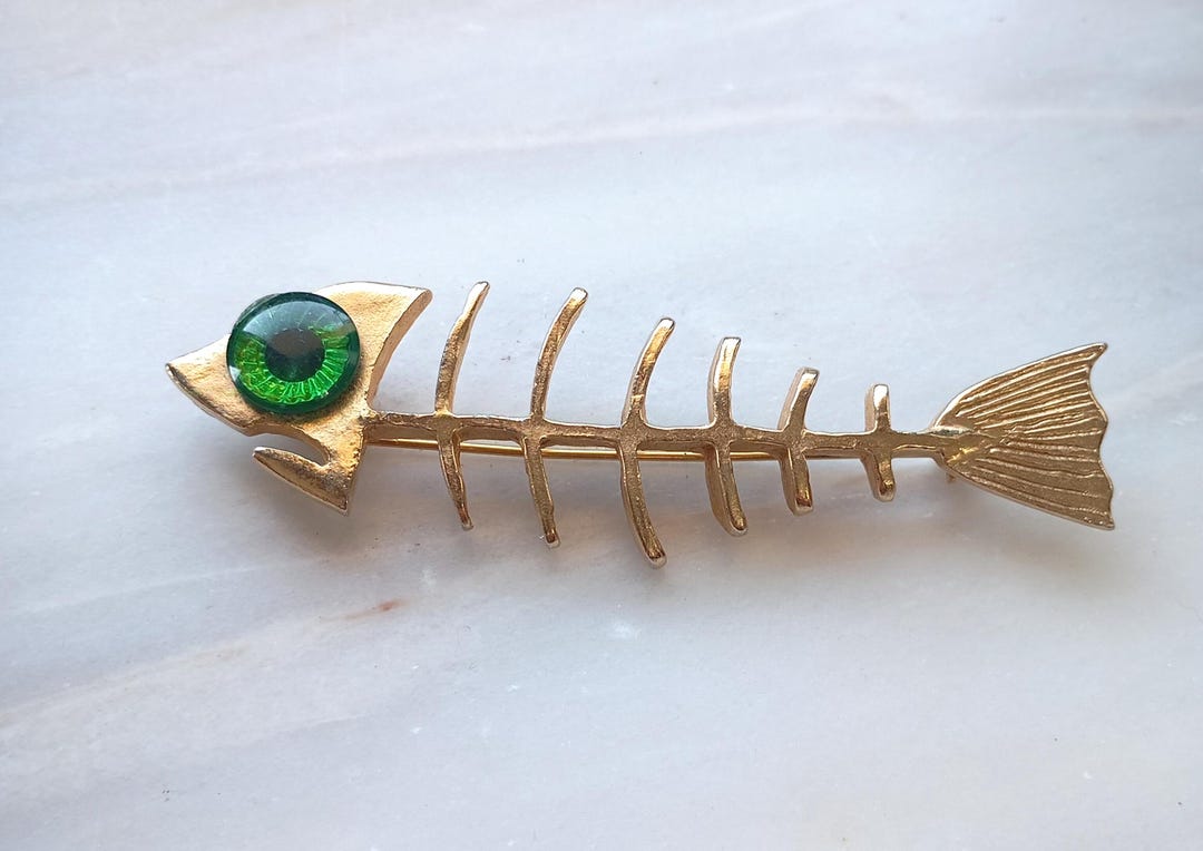 A Vintage Kramer of New York Gilt Metal Bonefish Brooch - Etsy