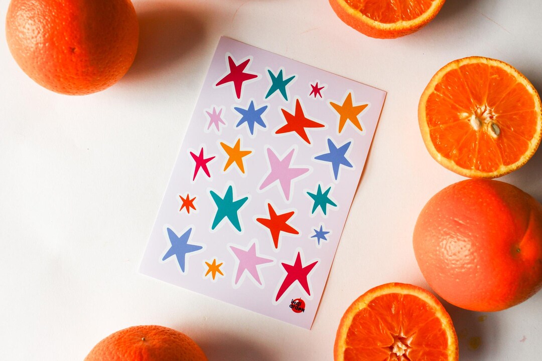 Colorful Star Sticker Sheet | Planner, Laptop Decals - Etsy