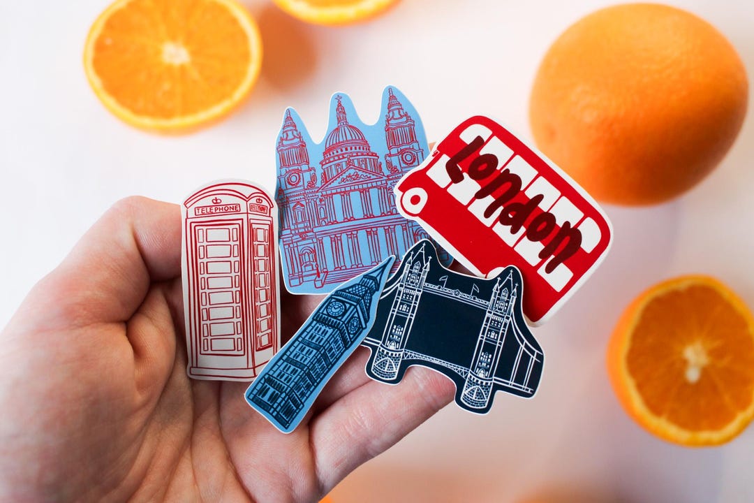 London Sticker Set of 5 | Illustrated Travel Stickers | UK Vinyl ...