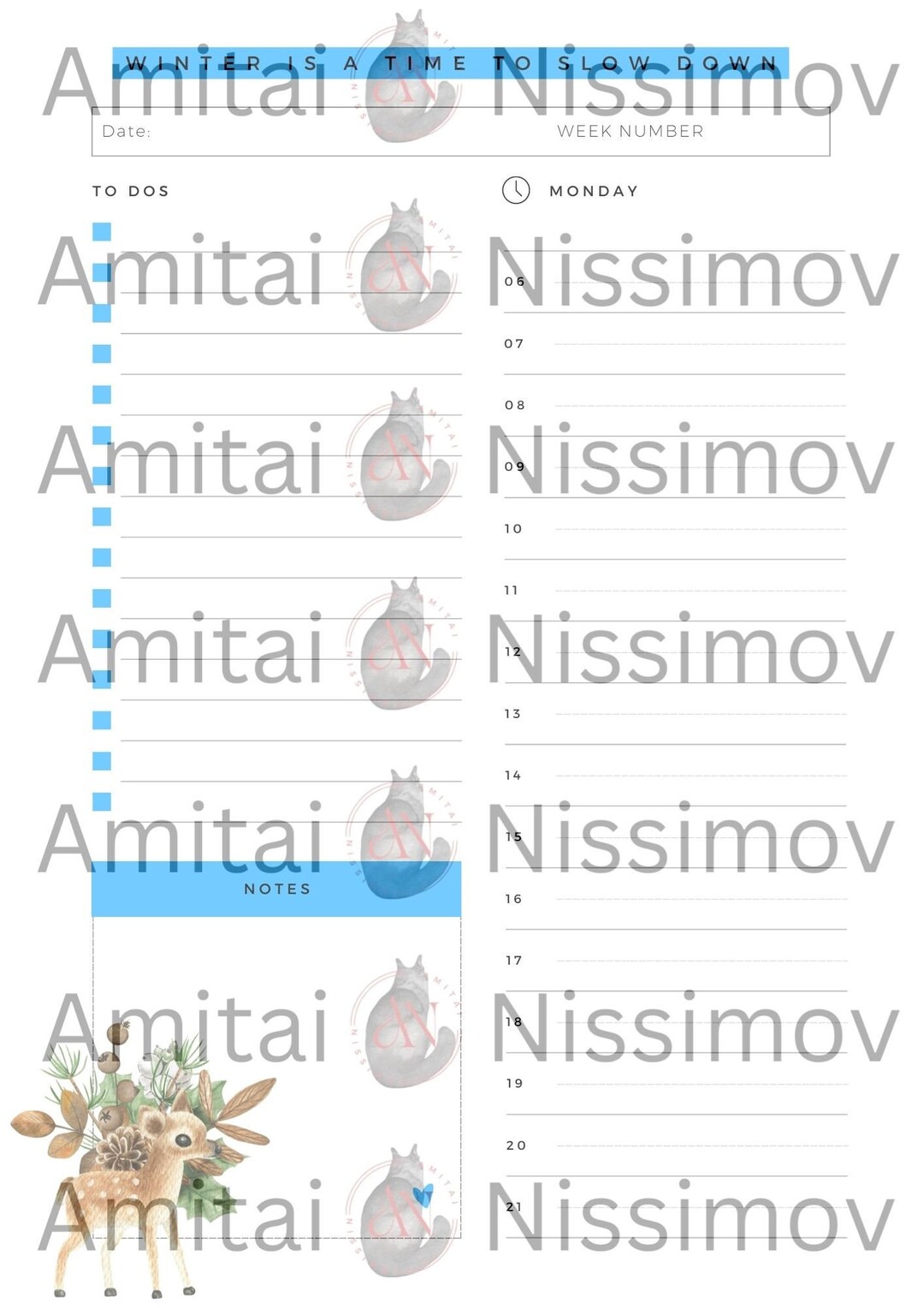 Minimalist Daily Planner Winter Theme - Etsy