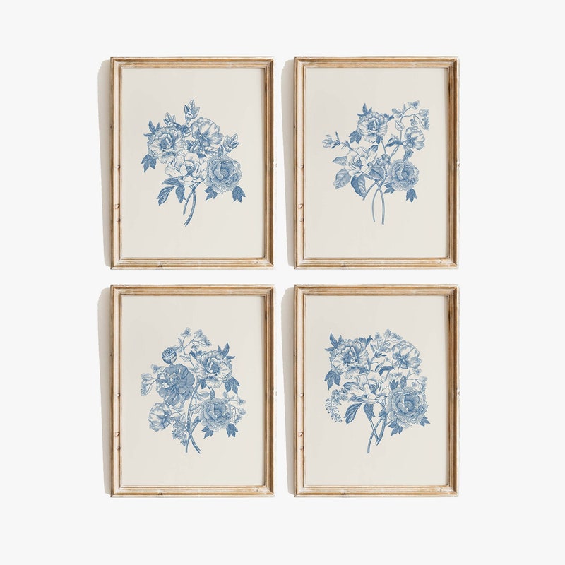 Blue Toile Wall Art - Etsy