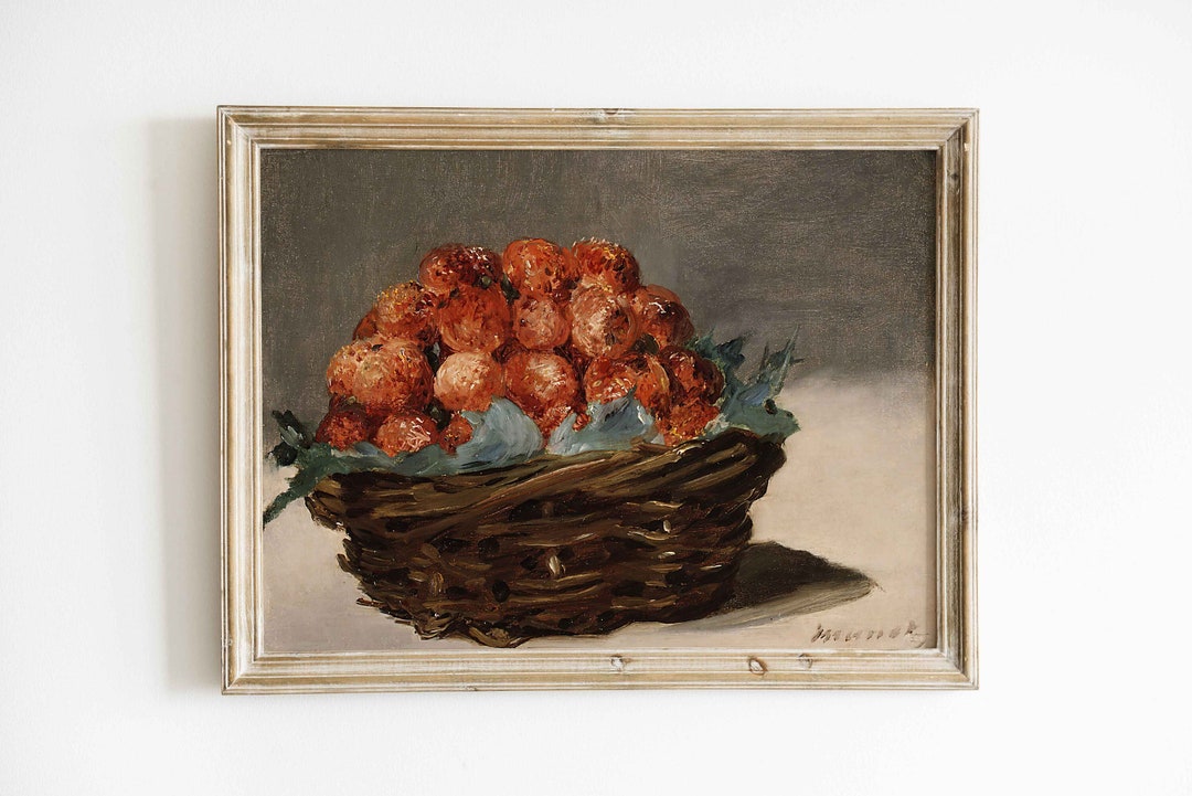 Vintage Strawberry Art Print Antique Fruit Art Painting Modern ...