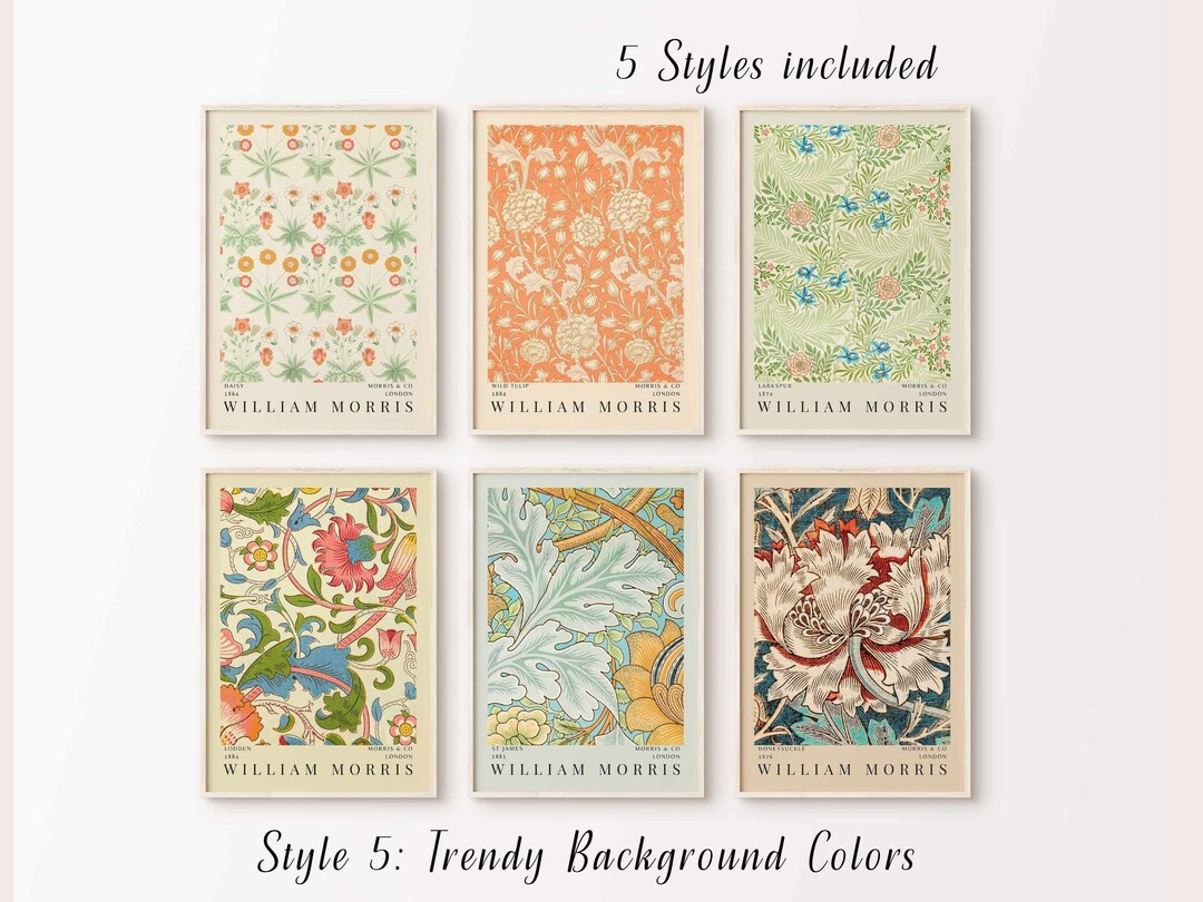 William Morris Print Set of 6 Art Nouveau Vintage Exhibition - Etsy