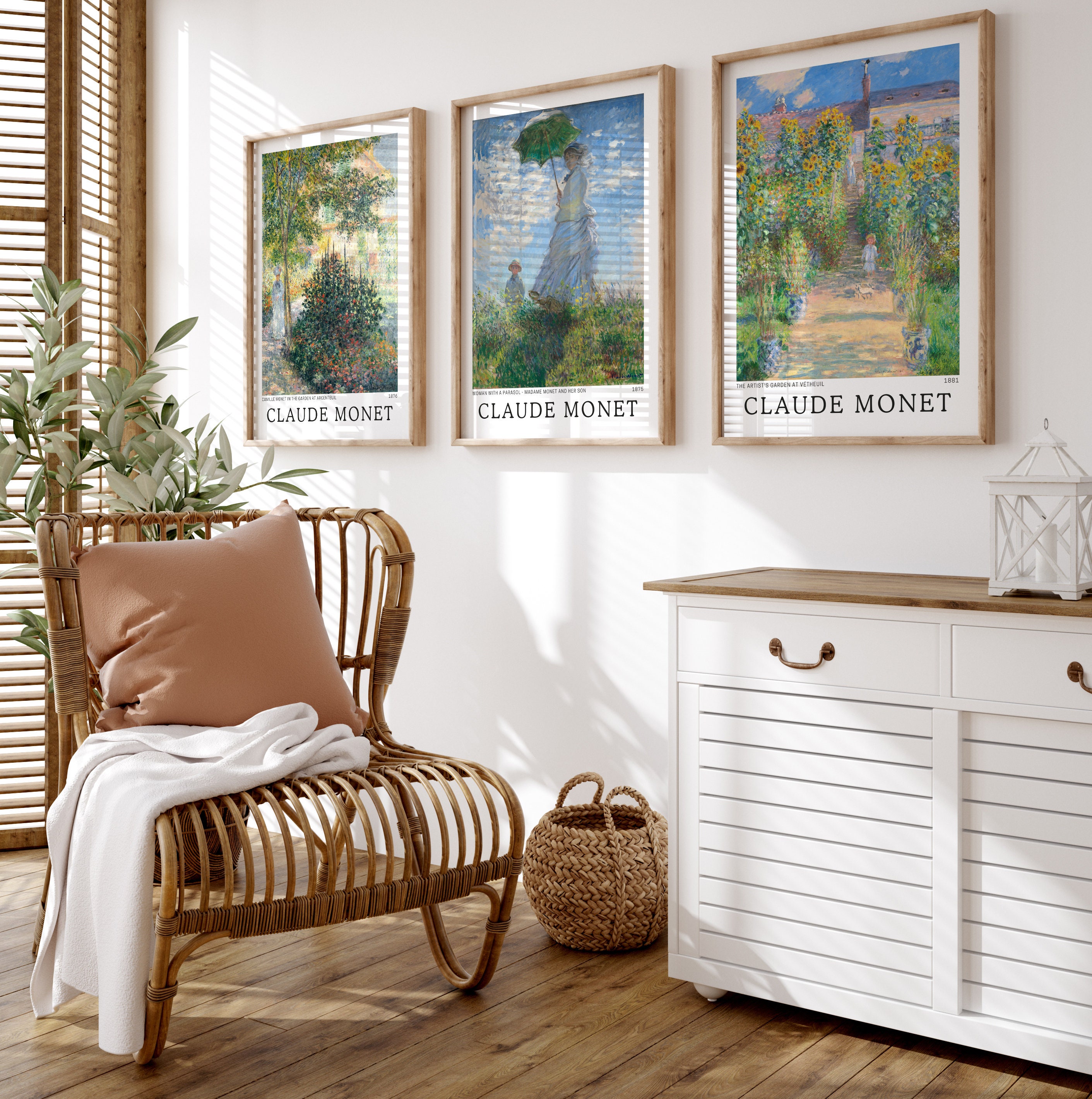 Claude Monet Print Set of 3 Piece Wall Art Prints Vintage Exhibition ...
