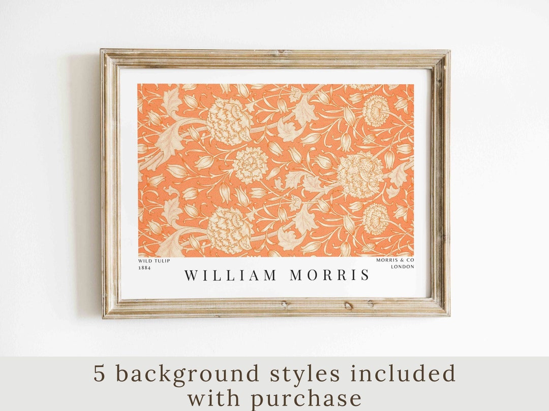 William Morris Orange Wall Art Print Vintage Textile Wild Tulip Pattern ...