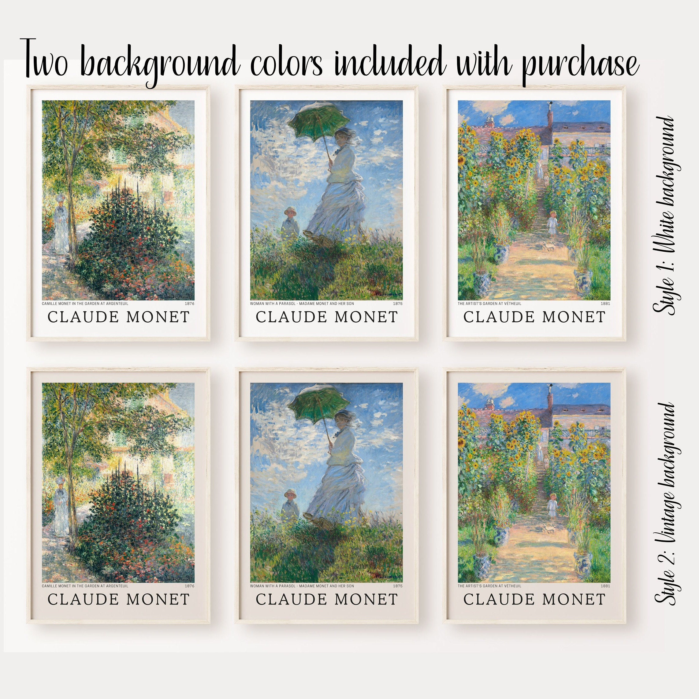 Claude Monet Print Set of 3 Piece Wall Art Prints Vintage Exhibition ...