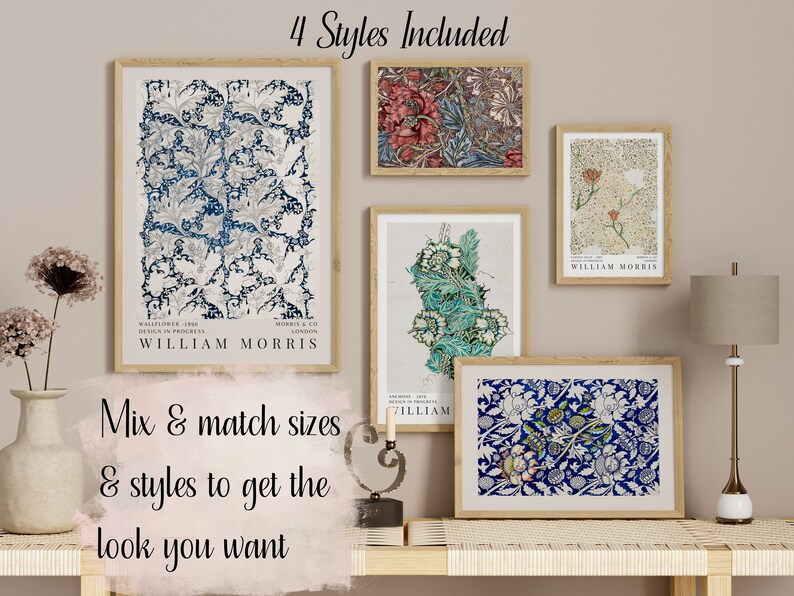 William Morris Prints Set of 6 Wall Art Nouveau Printable Wall - Etsy