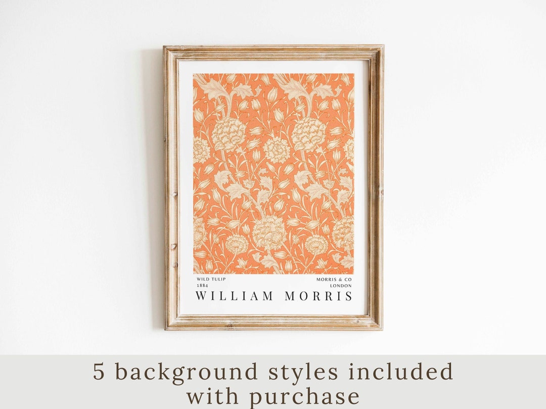 William Morris Orange Wall Art Print Vintage Textile Wild Tulip Pattern ...