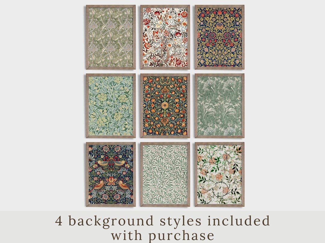 William Morris Set of 9 Green Wall Art Print Vintage Textile Pattern ...