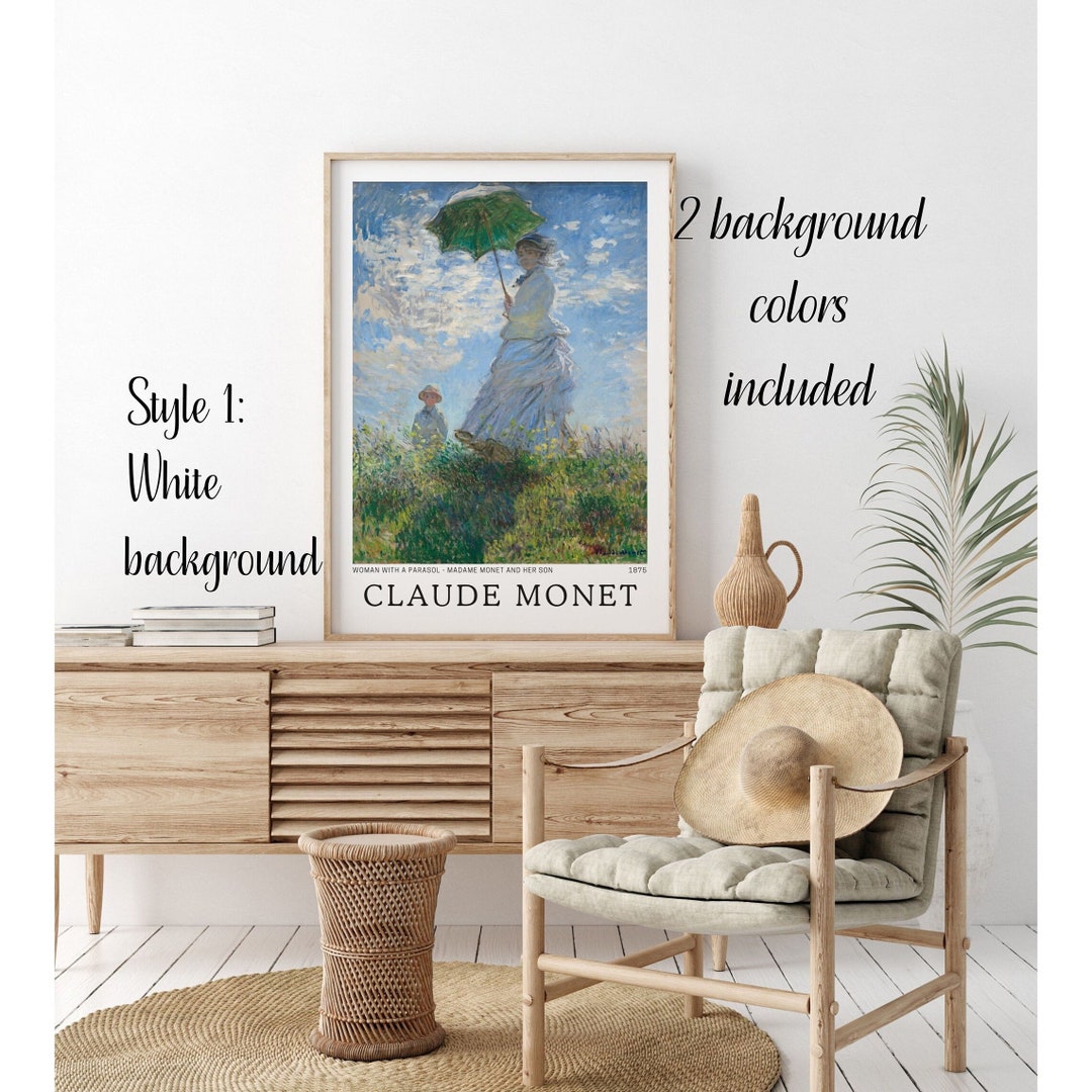 Claude Monet Print Woman With a Parasol Painting Vintage Art Exhibition ...