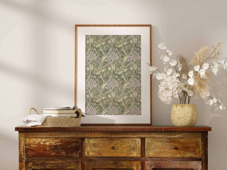 William Morris Print Windrush Pattern Vintage Textile Exhibition Poster ...