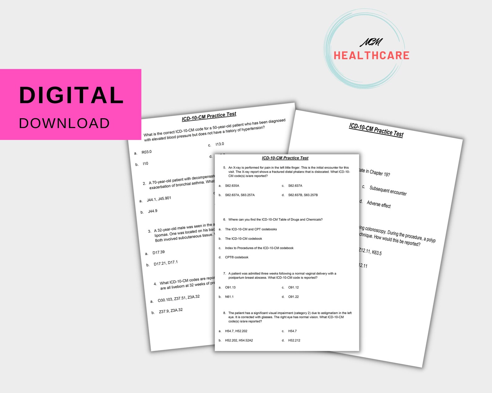 ICD-10-CM Practice Test Mcqs Questions Practice Questions - Etsy