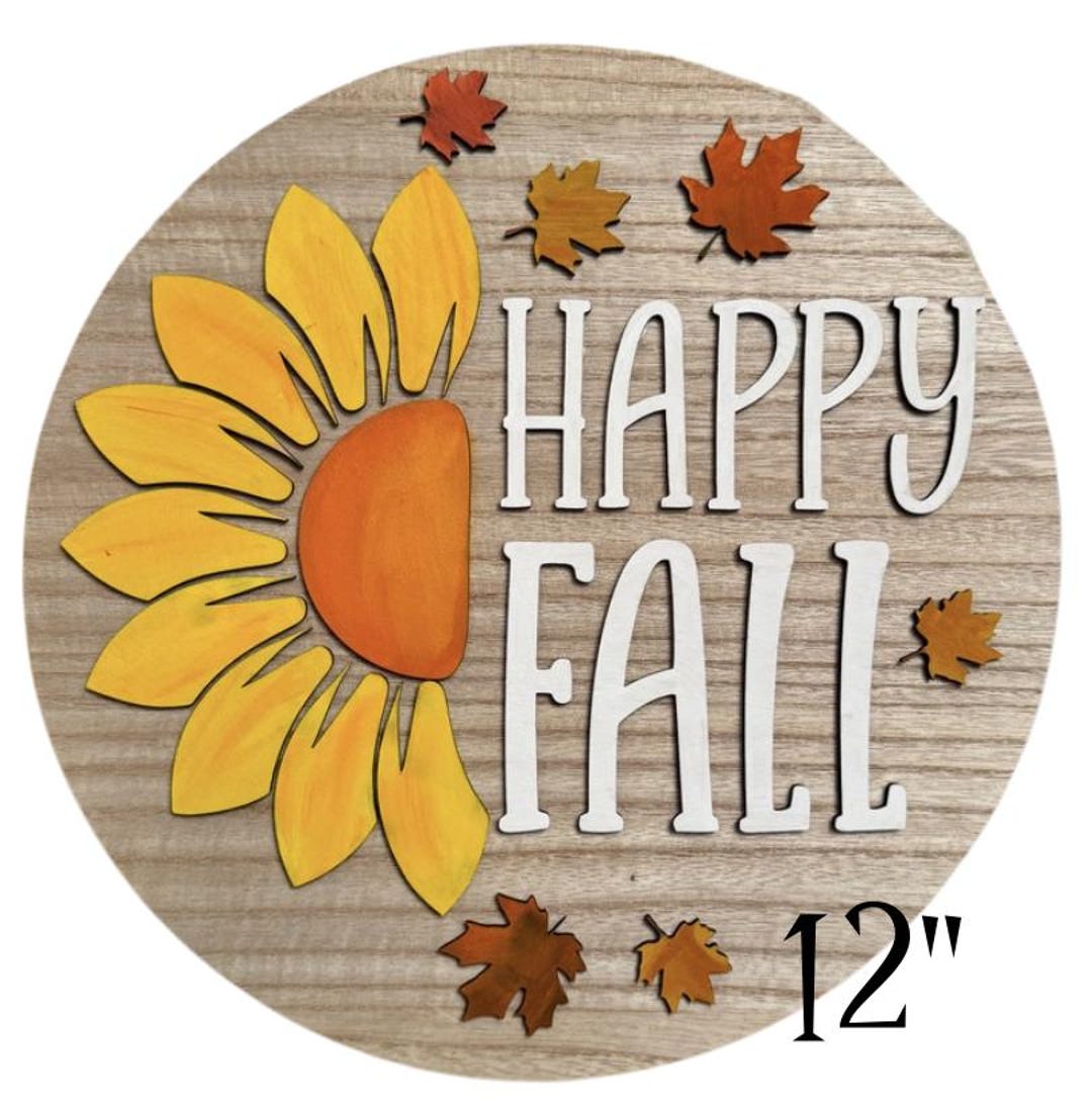 Handcrafted 'happy Fall" Wood Door Sign - Etsy