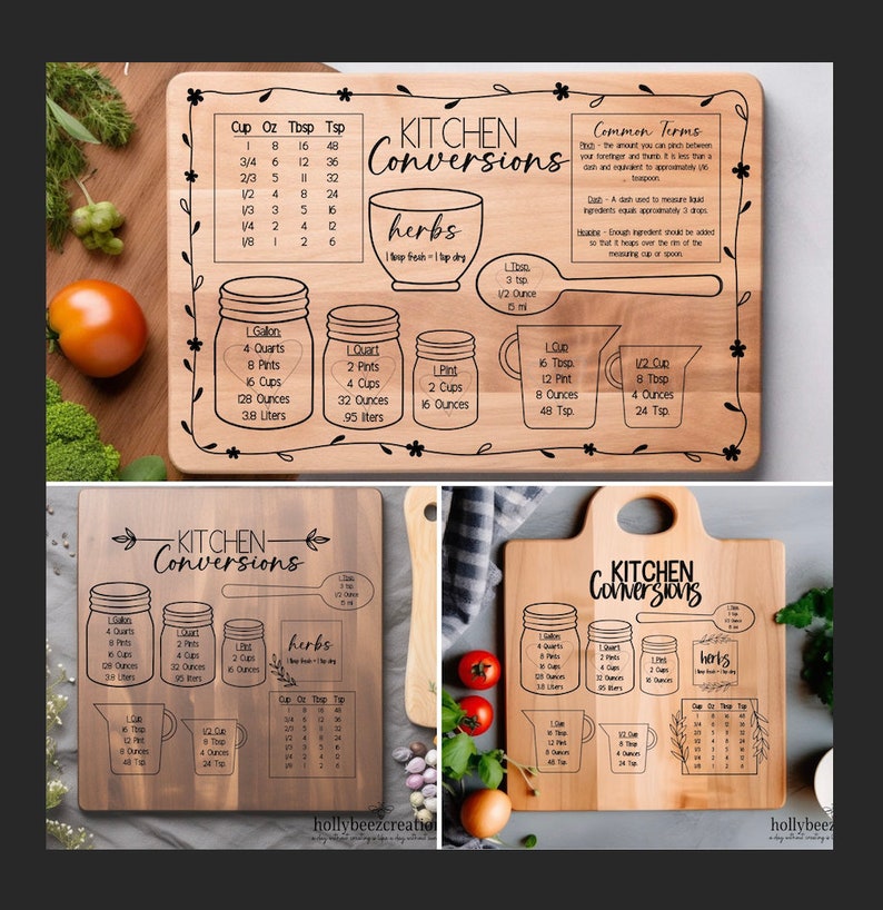Kitchen Conversions- 3 Styles PNG, SVG Great for Laser Engraving! - Etsy