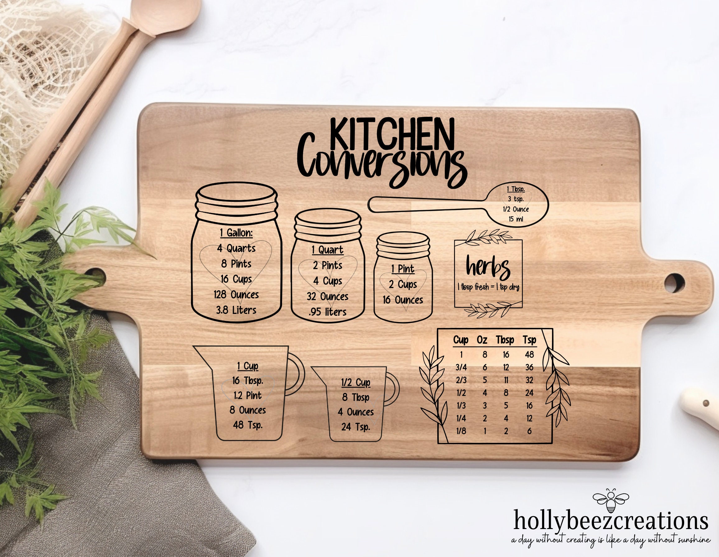 Kitchen Conversions- 3 Styles PNG, SVG Great for Laser Engraving! - Etsy