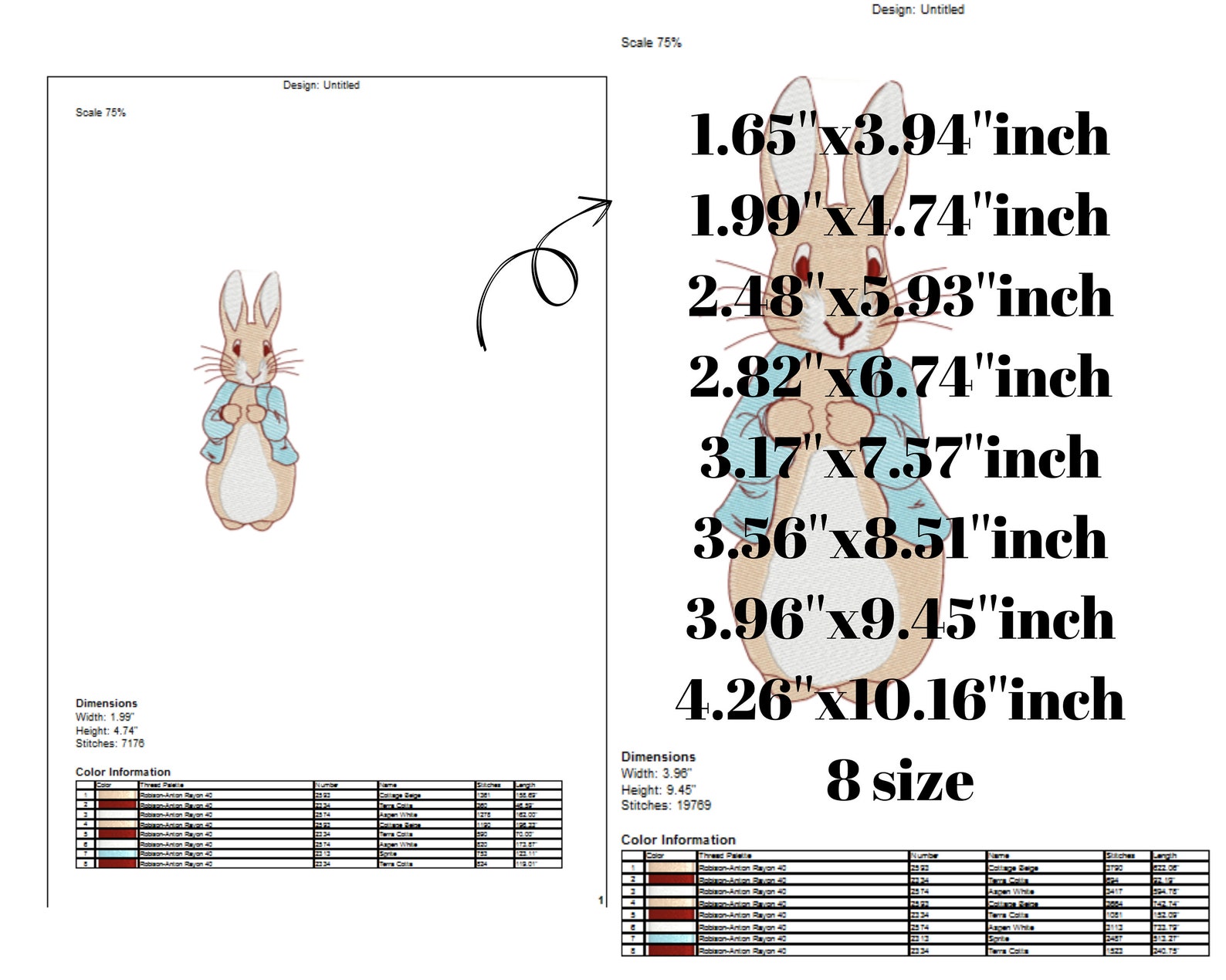 The Tale of Peter Rabbit Embroidery Machine Pattern File,cottontail ...