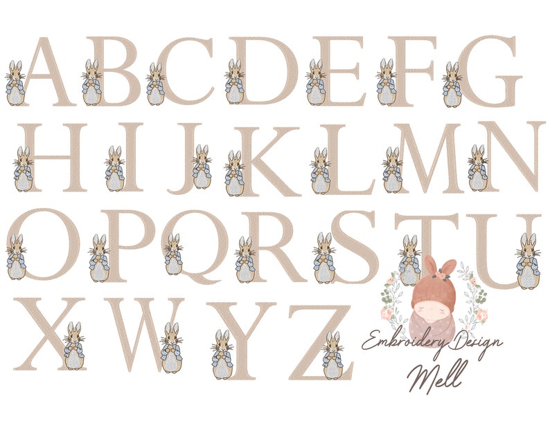 The Tale of Peter Rabbit Alphabet 4 Inch 26 Letters Embroidery Machine ...