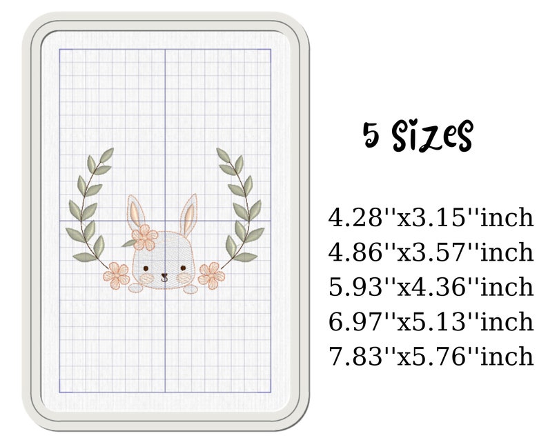 White Bunnies Frame Rabbit Collections New Embroidery - Etsy